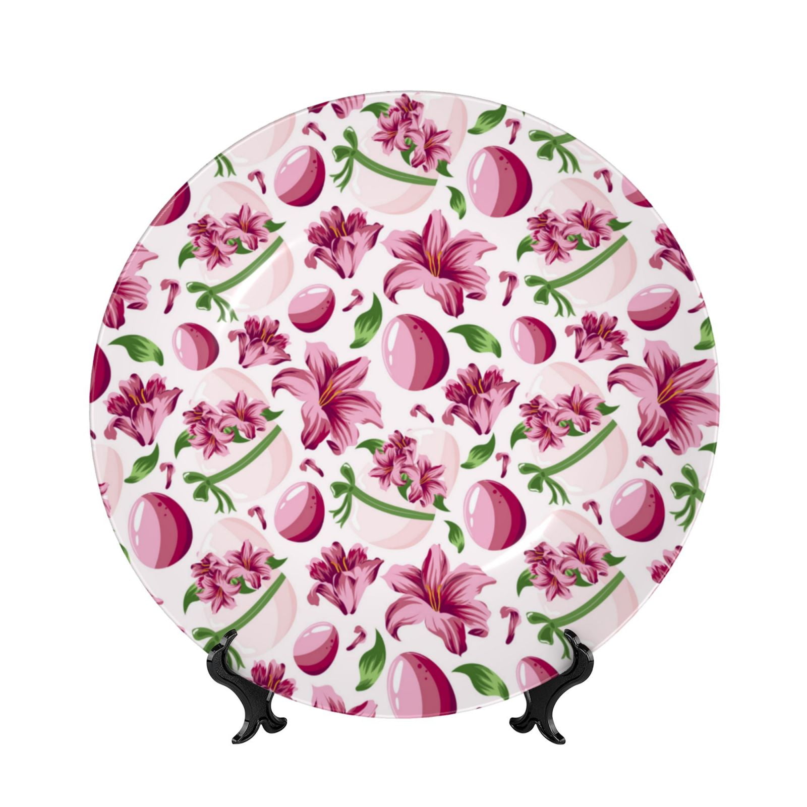 Yiaed Lilies Flowers Print Bone China Decorative Plate Ceramic Dinner ...