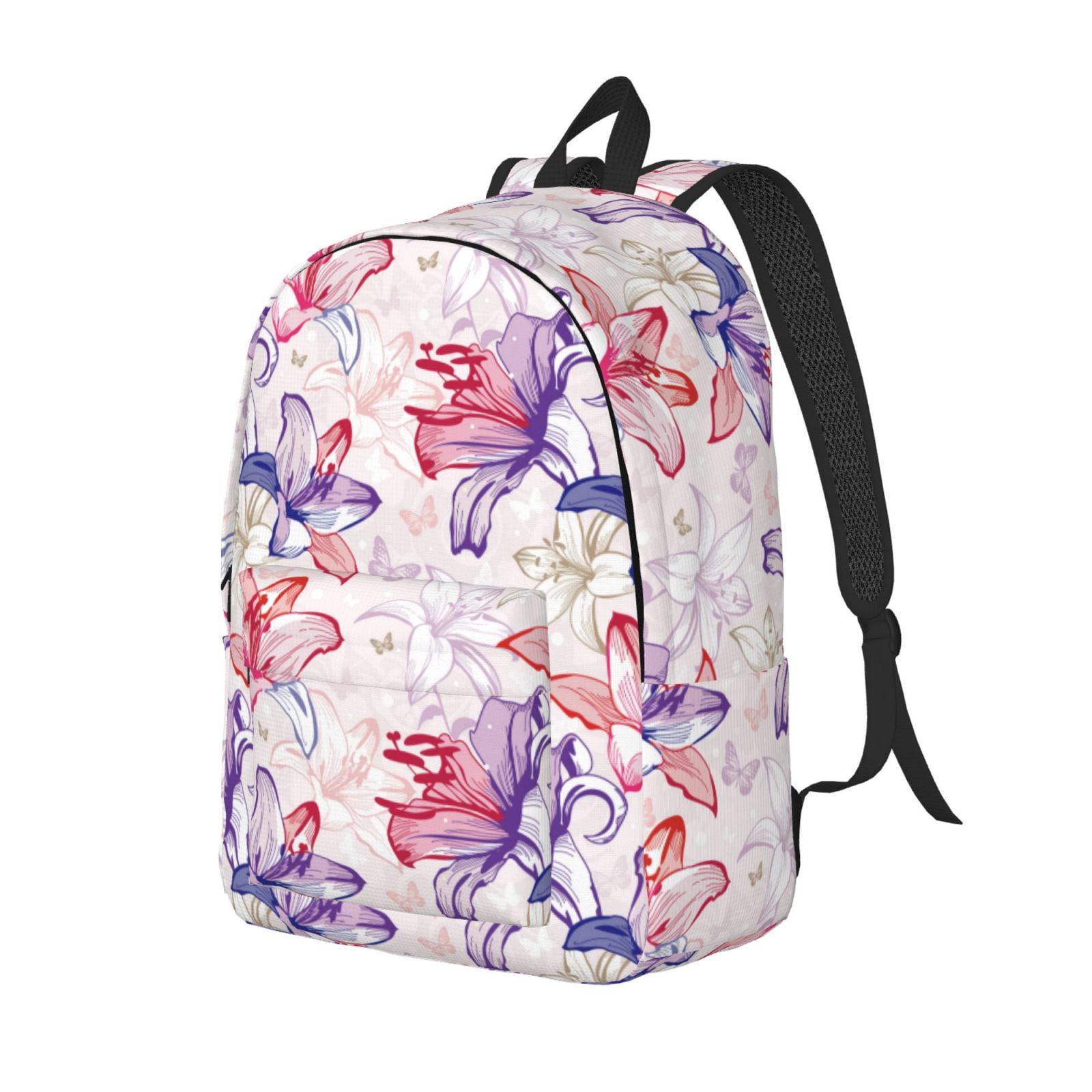 Yiaed Lilies Flowers Print Print Laptop Backpack Travel Canvas Backpack ...