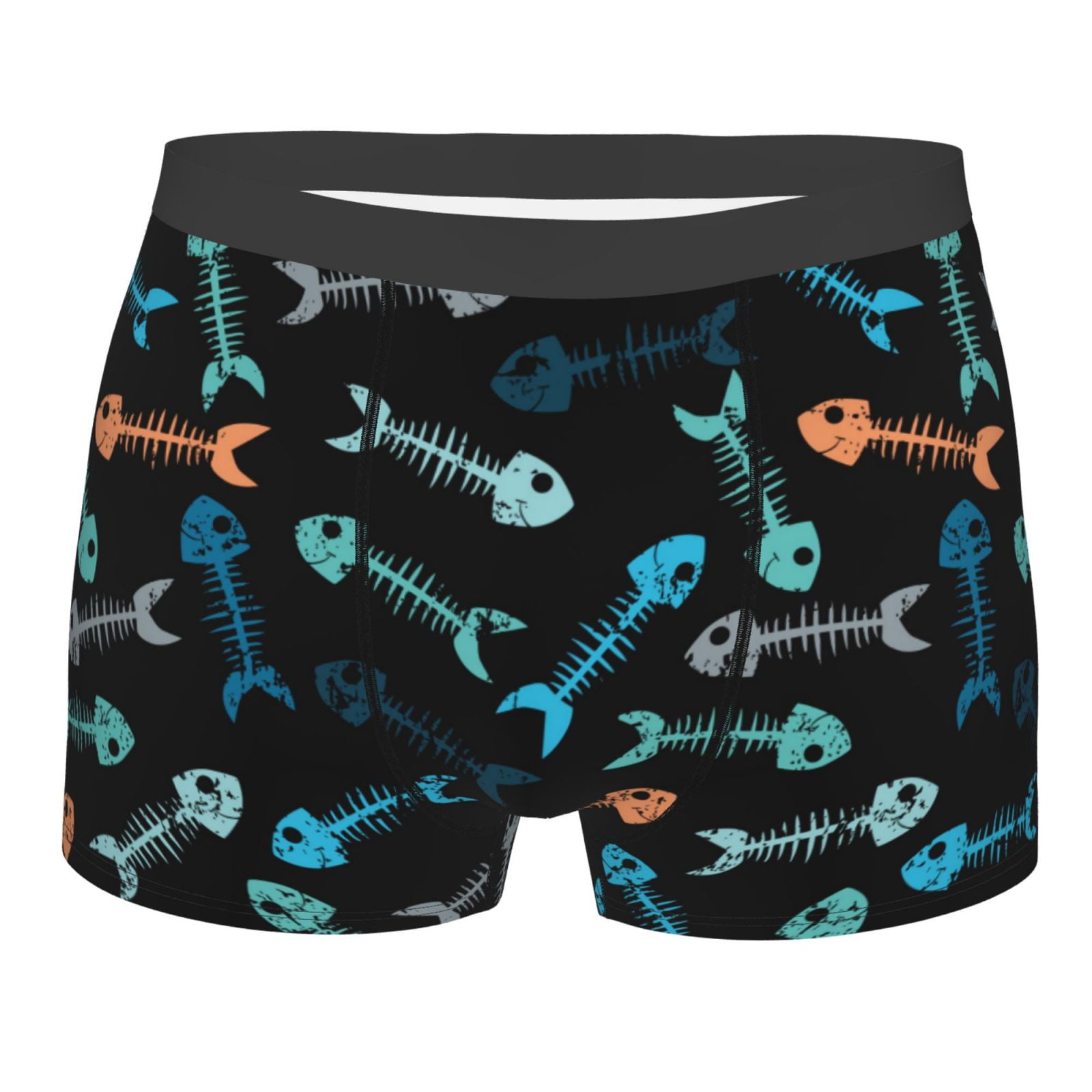 Yiaed Little Fish Skeleton Print Men's Soft Cotton Boxer Shorts ...