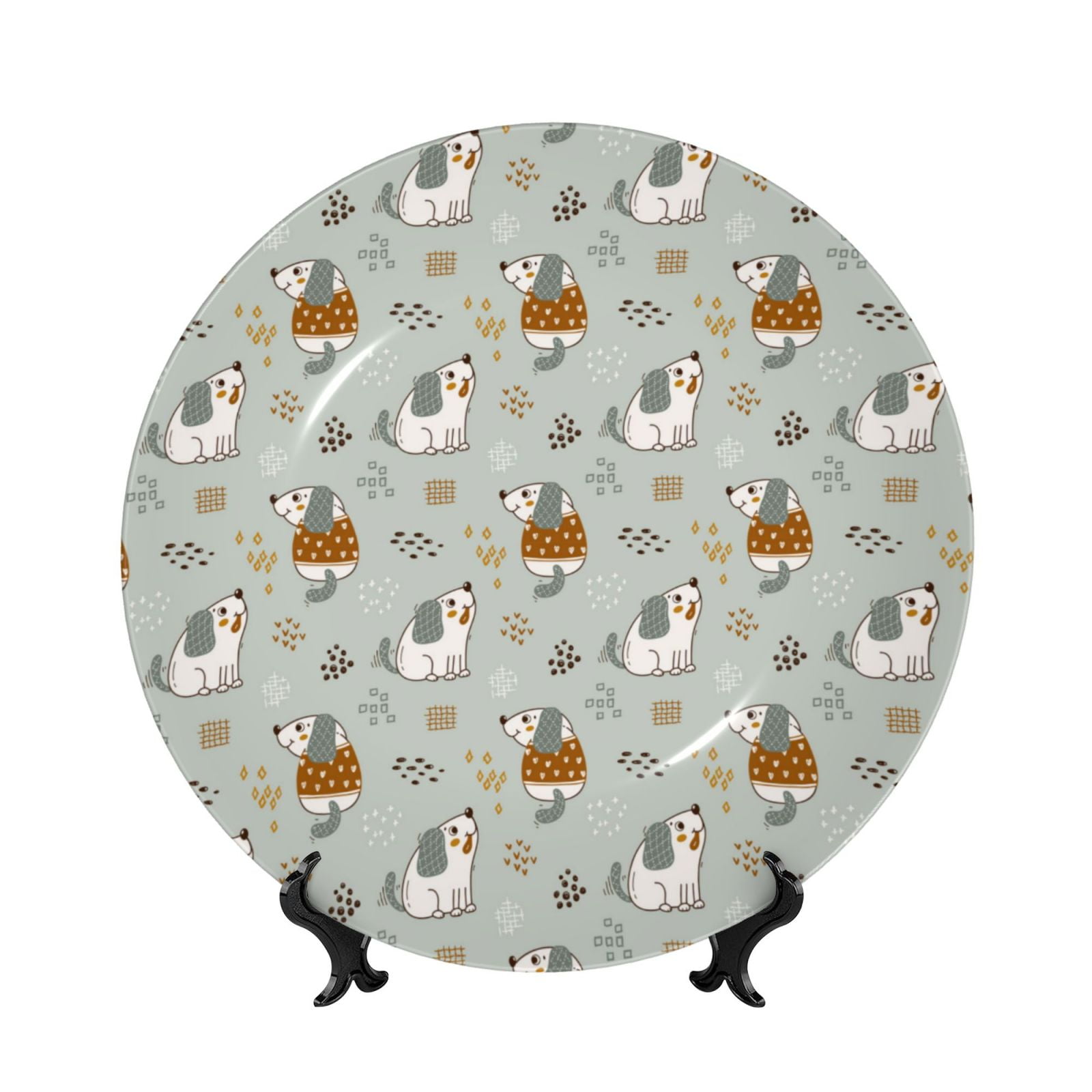 Yiaed Little Puppies Print Bone China Decorative Plate Ceramic Dinner ...