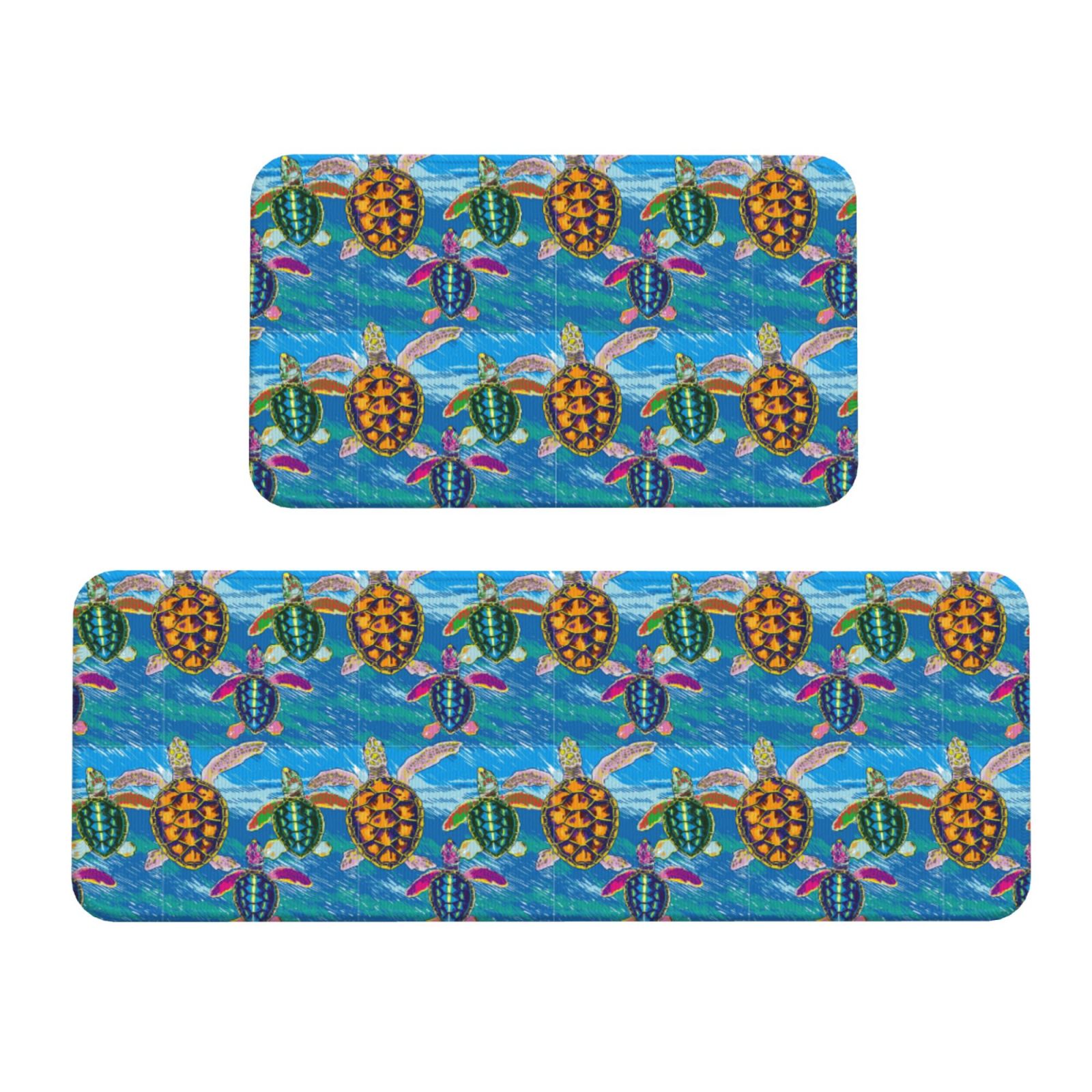 Yiaed Little Sea Turtles Kitchen Rugs Sets of 2 Kitchen Mats Cushioned ...
