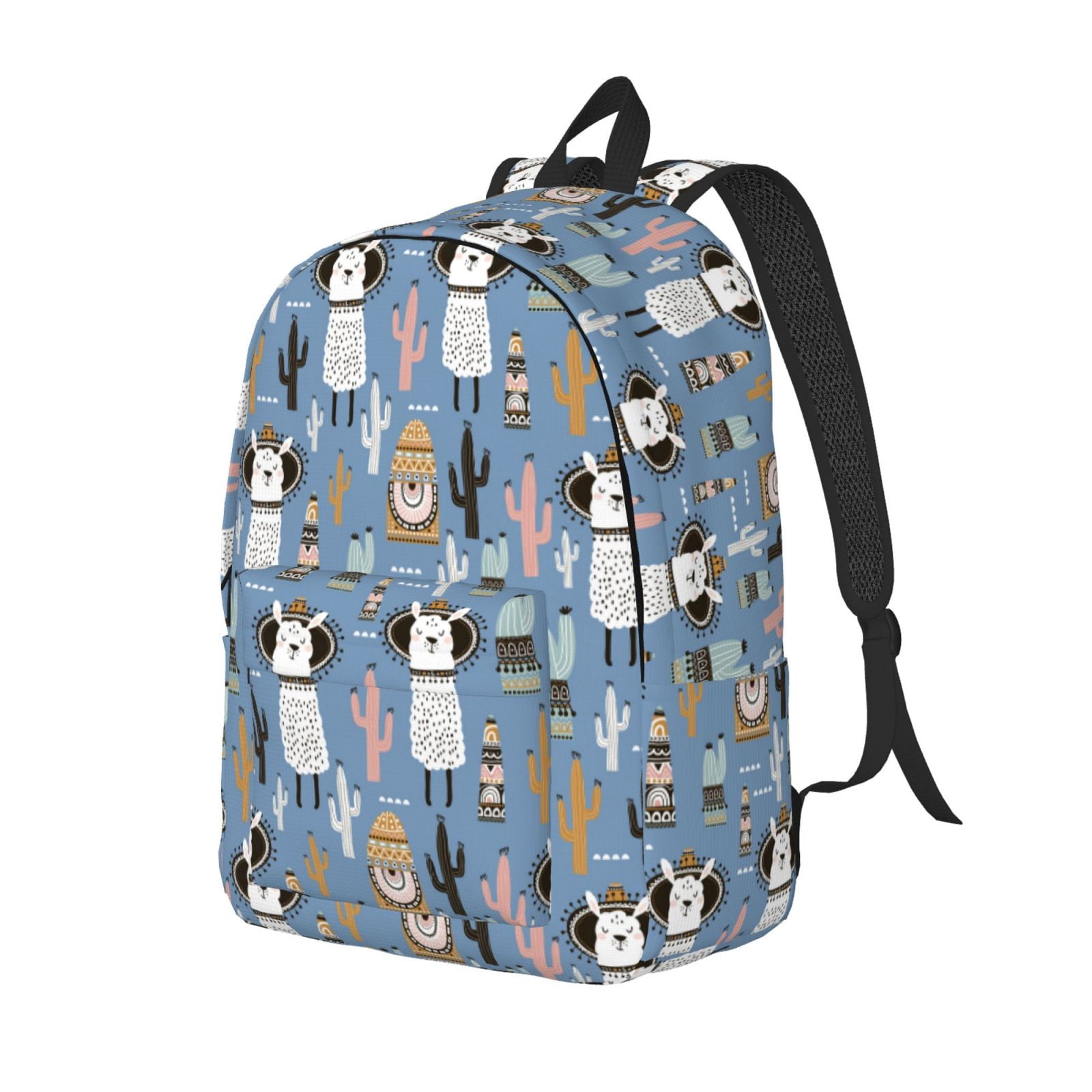 Yiaed Llamas And Cactus Print Print Laptop Backpack Travel Canvas ...