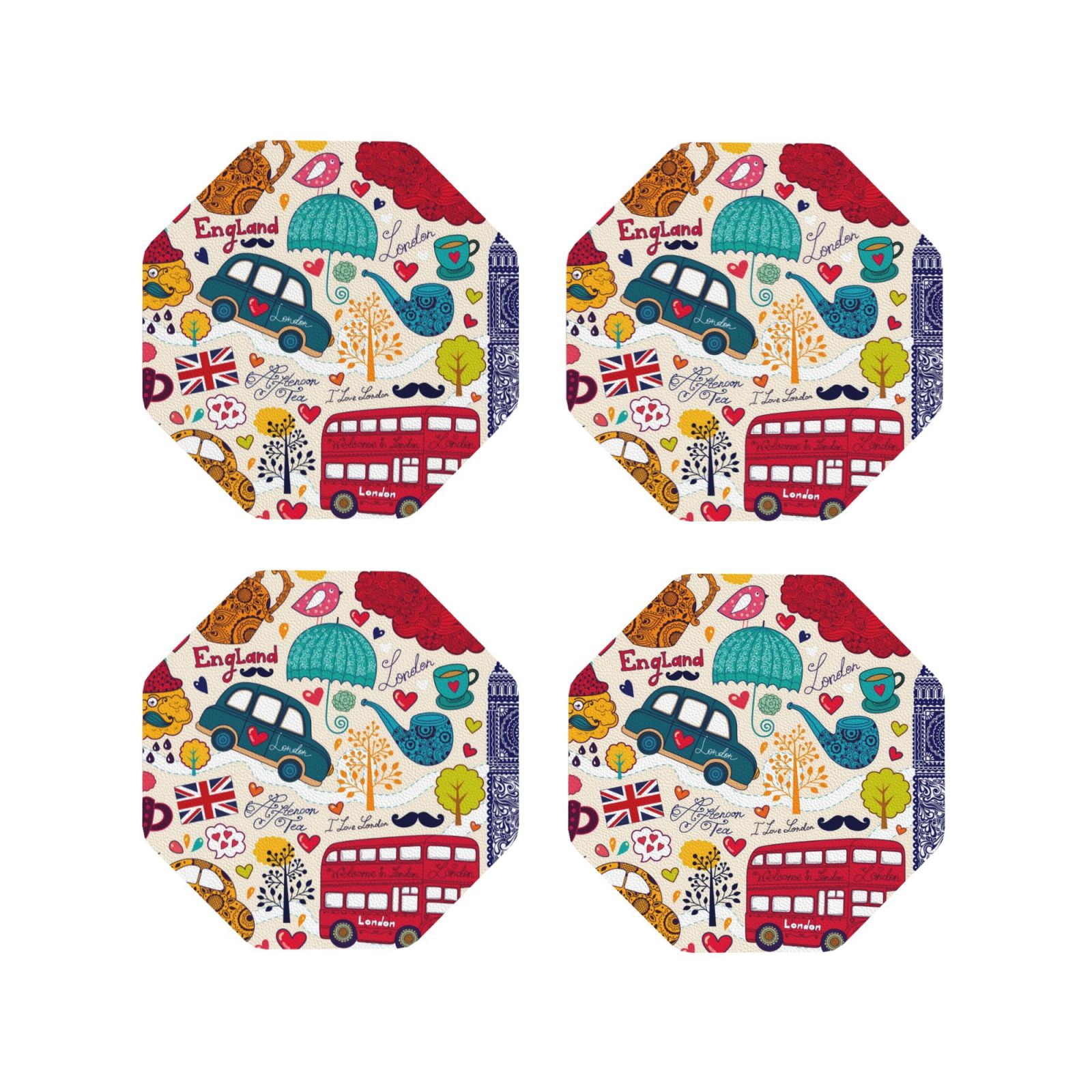 Yiaed London Symbols Print Leather Coasters for Drinks - Cup Coasters ...