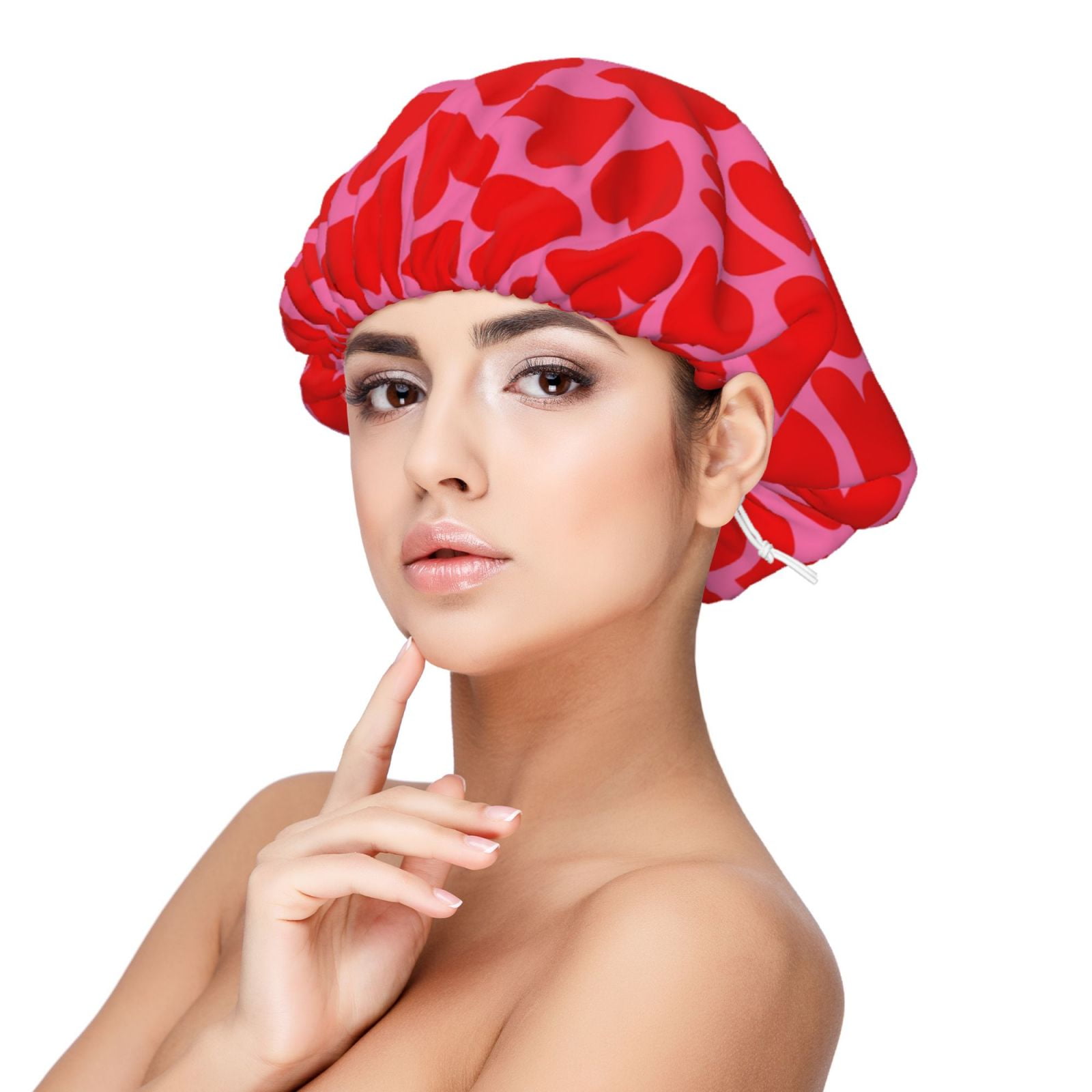 Yiaed Love Heart Print Satin Bonnet Silk Bonnet Hair Bonnet for ...