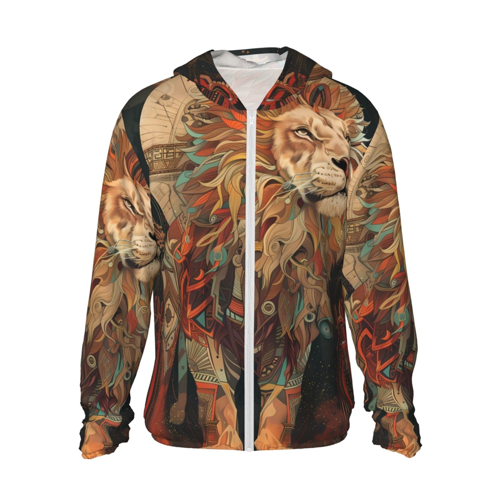 Yiaed Majestic Cosmic Lion Print Sun Shirts UPF 50+ Protection Hoodie ...