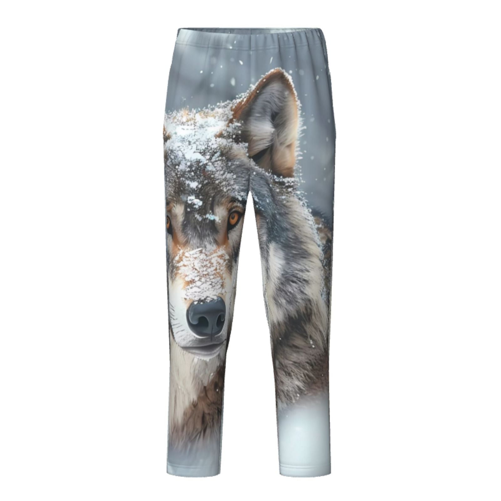 Yiaed Majestic Snowy Wolf Print Teenagers' Lounge Pants, Loose PJ ...