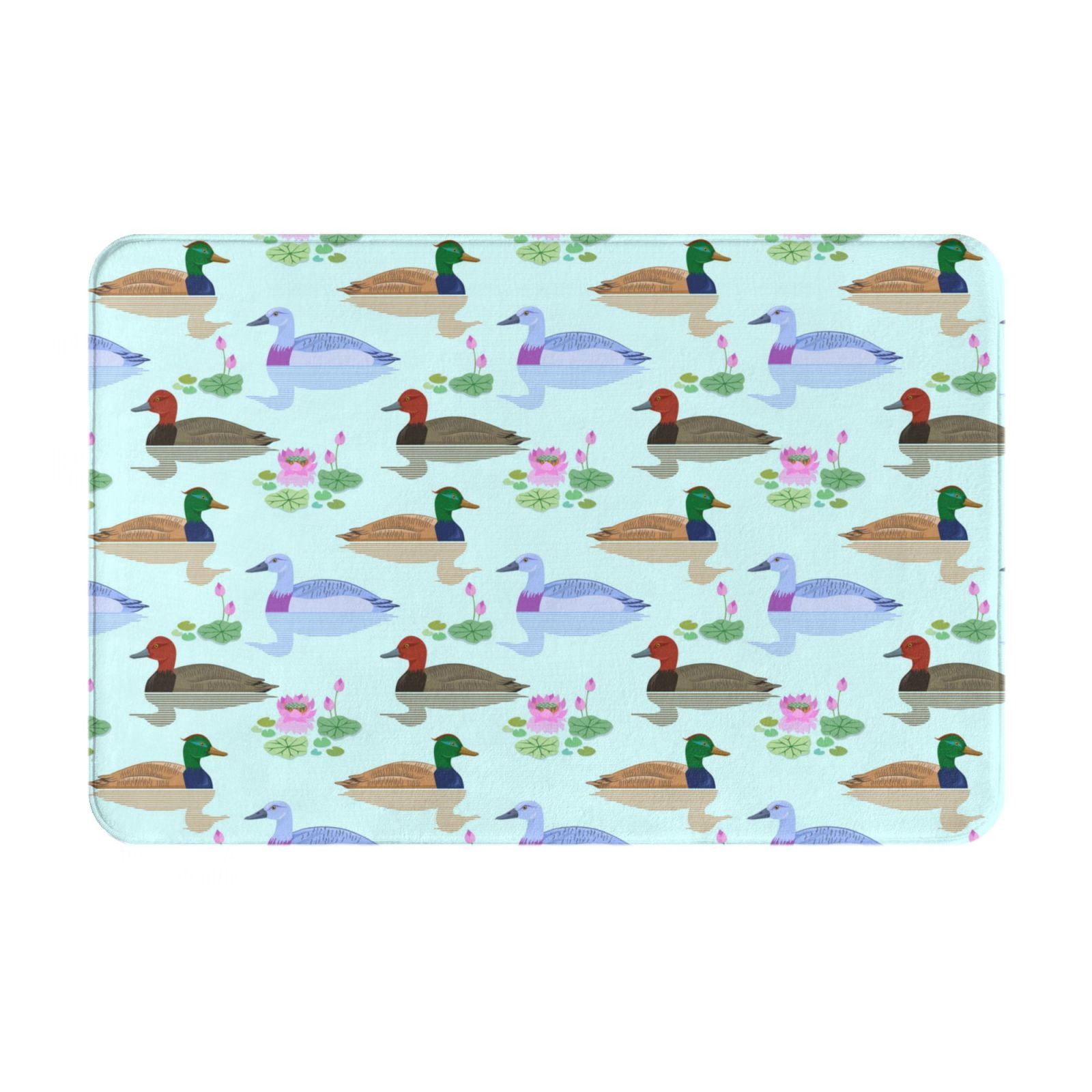 Yiaed Mallard Duck Of Lotus Flowers Print Flannel Doormat Mat Outdoor ...