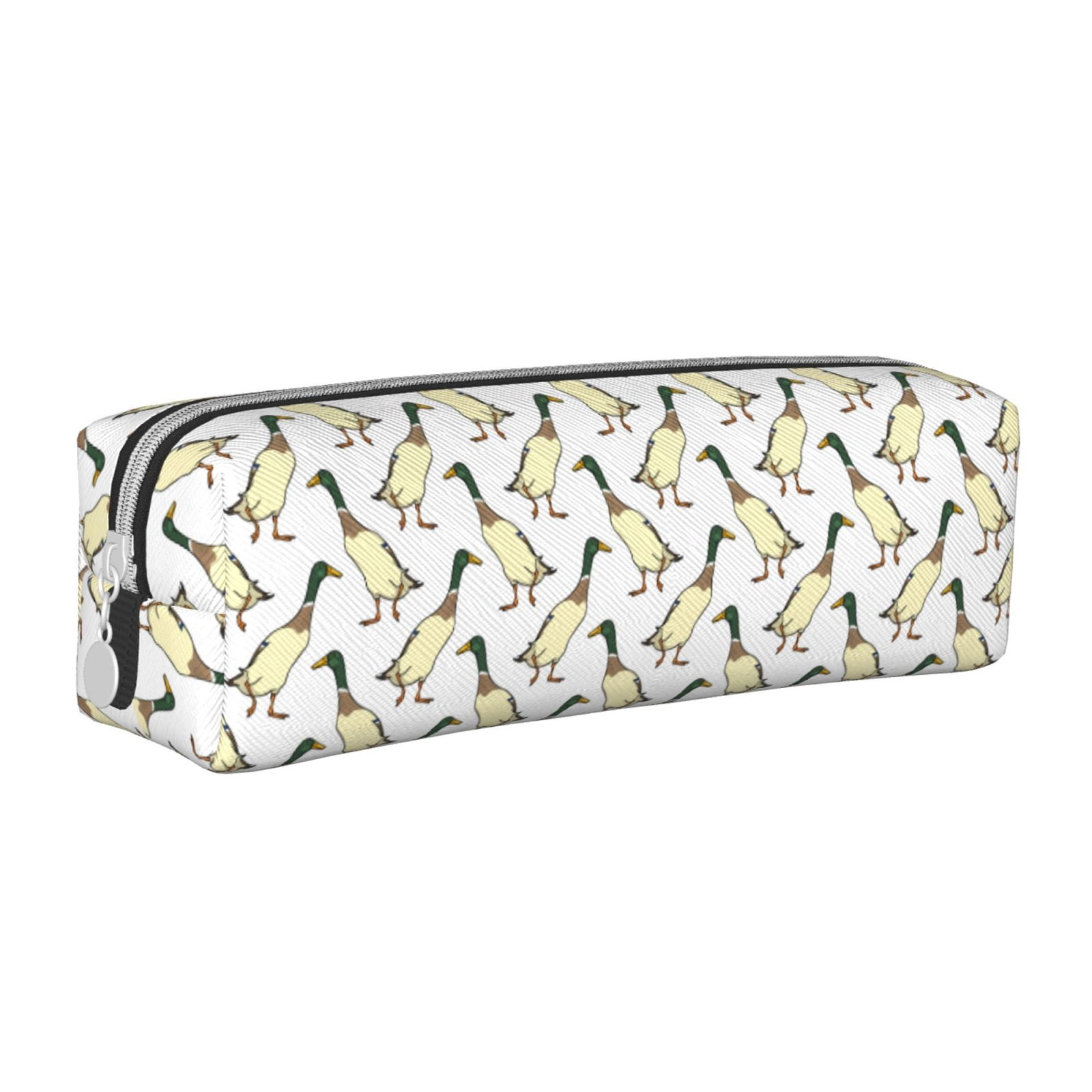 Yiaed Mallard Ducks Print Leather Pencil Case - Leather Pen Pencil ...
