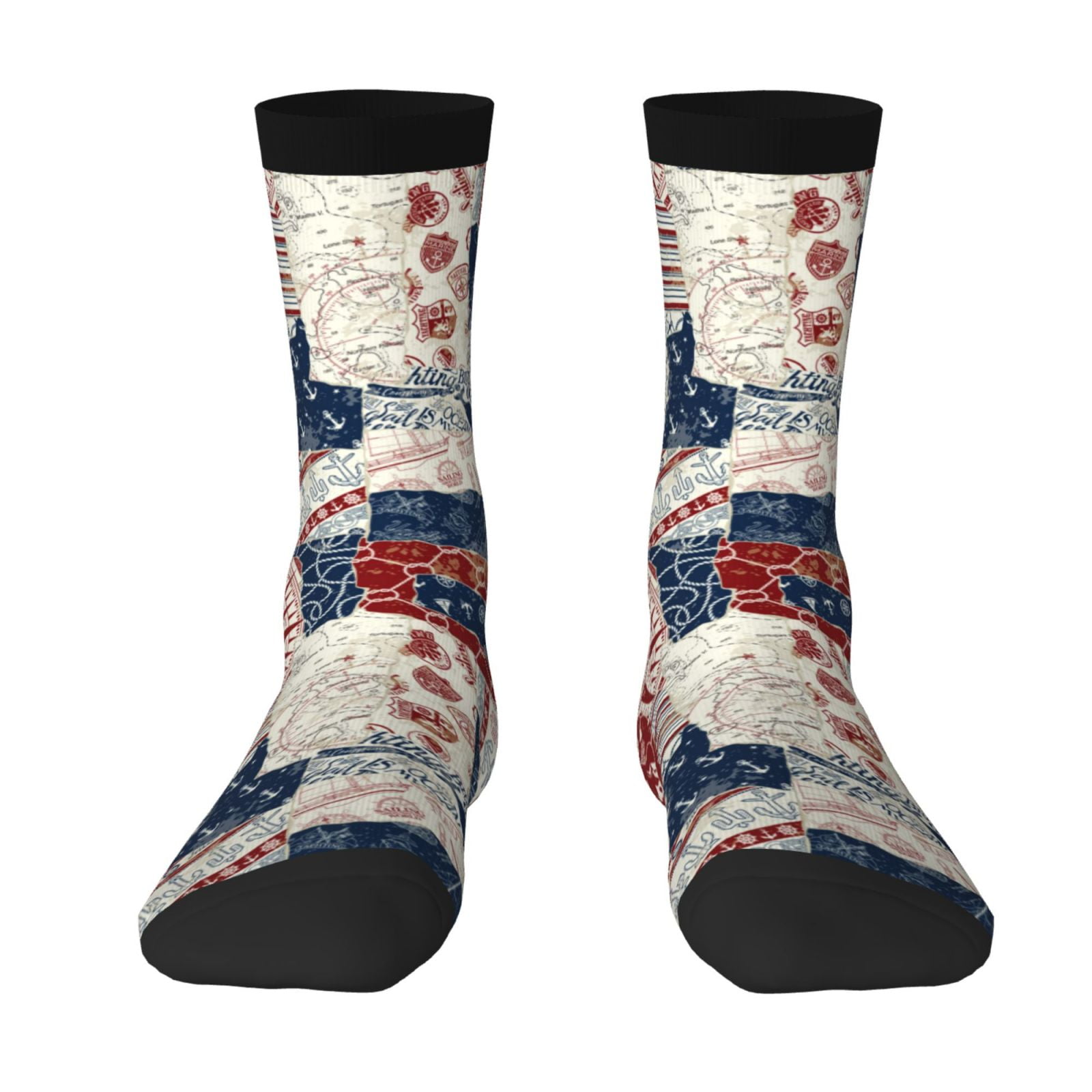 Yiaed Marine Sailing Print Great elasticity Crew Socks Sports socks for ...