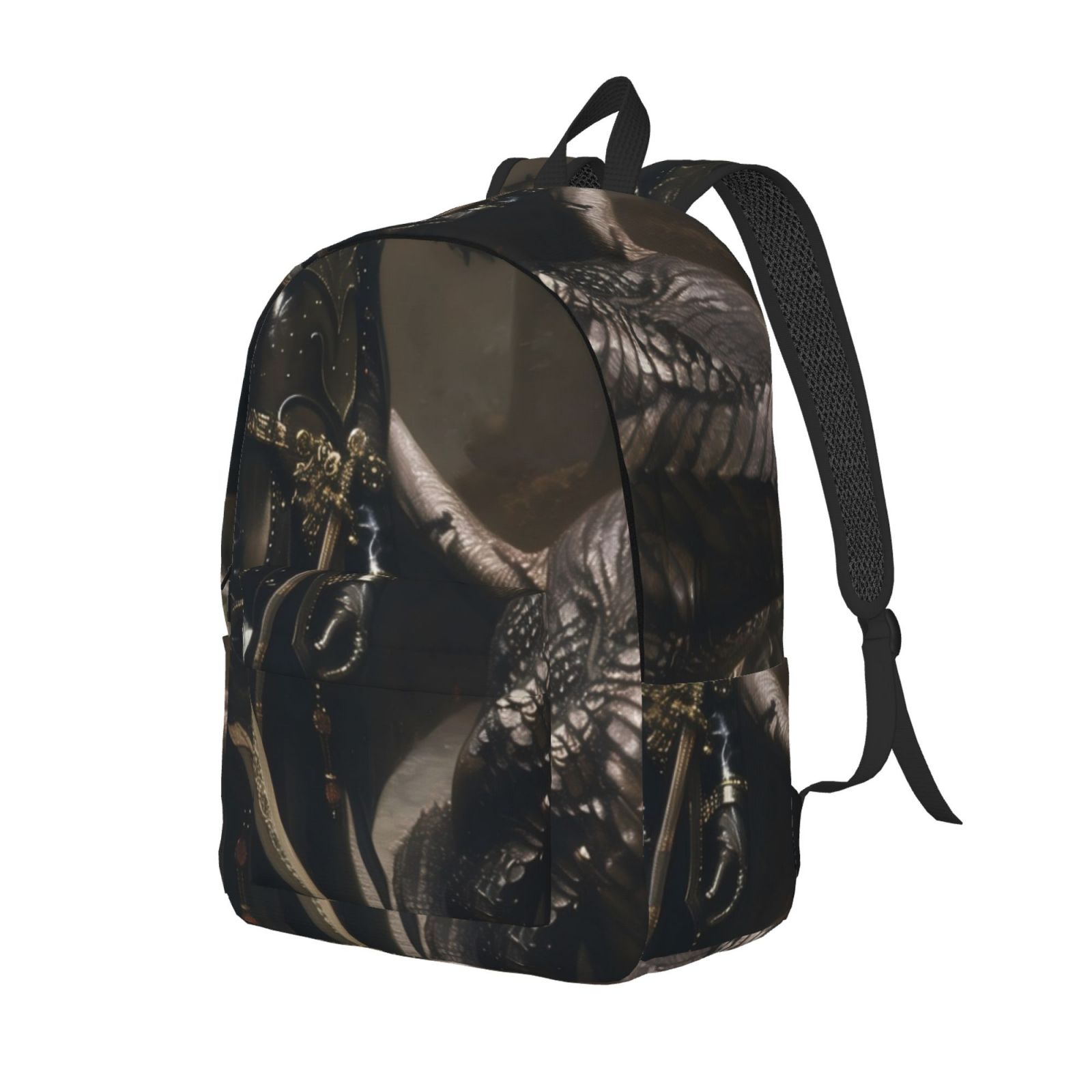 Yiaed Medieval Knight And Dragon Print Laptop Backpack Travel Canvas ...