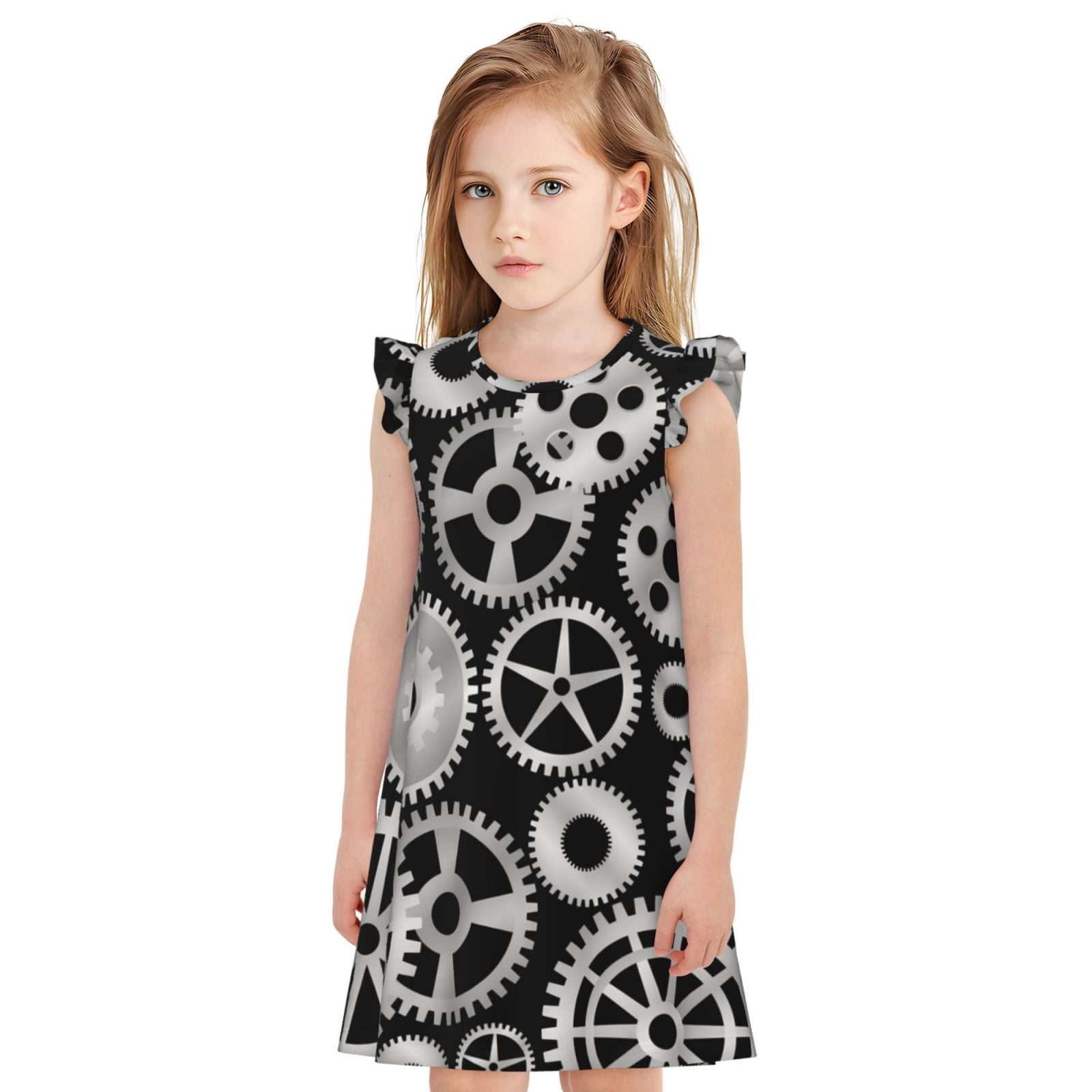 Yiaed Metallic Gears Print Girls Nightgowns, Princess Pajama Dresses ...