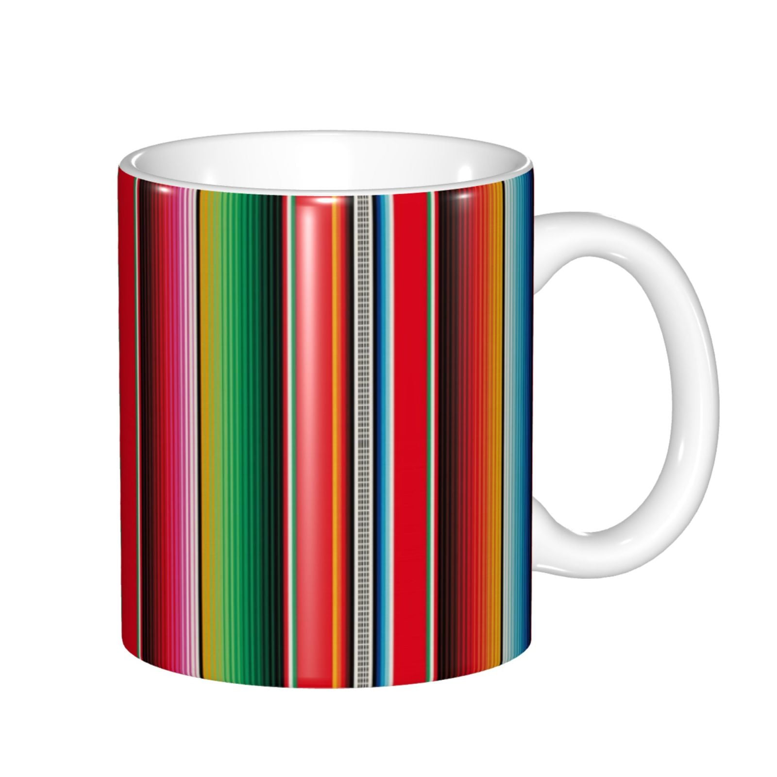 Yiaed Mexican Serape Blanket Stripes Print Ceramics Coffee,Large Handle ...