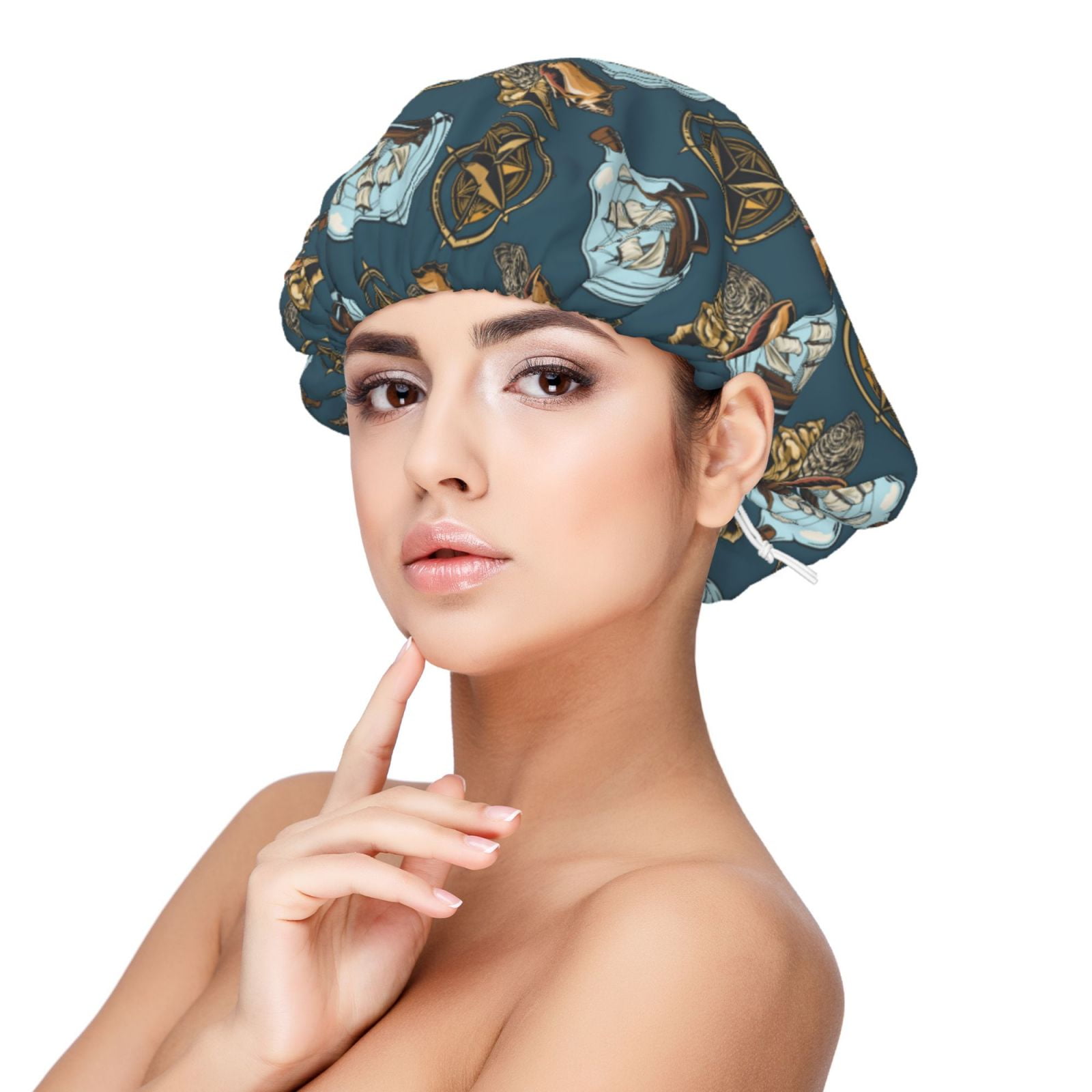 Yiaed Miniature Ship In Bottle Print Satin Bonnet Silk Bonnet Hair ...