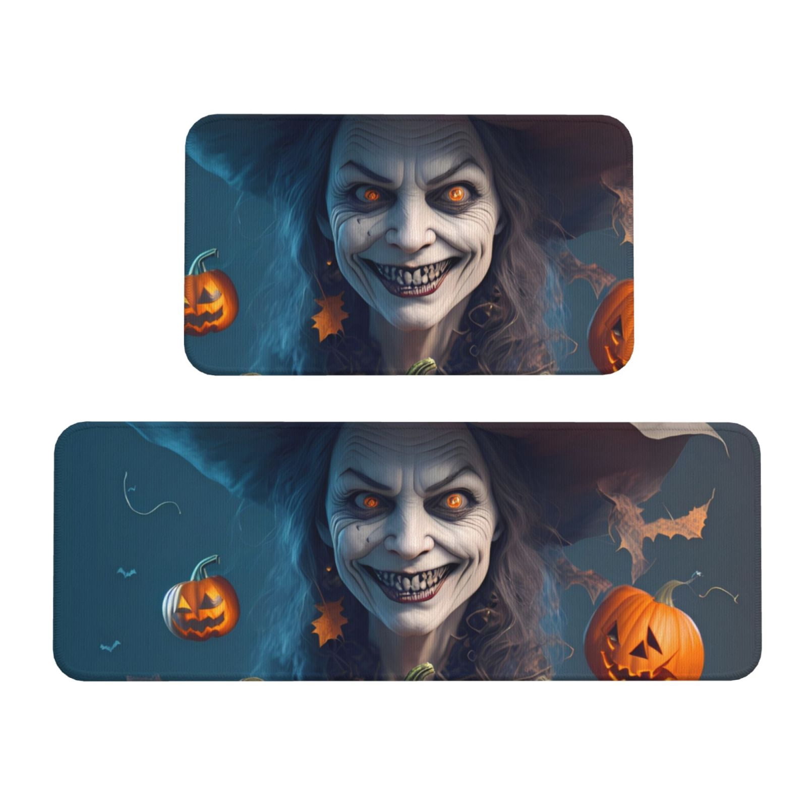 Yiaed Modern Style Pumpkin Witch Kitchen Rugs Sets of 2 Kitchen Mats ...