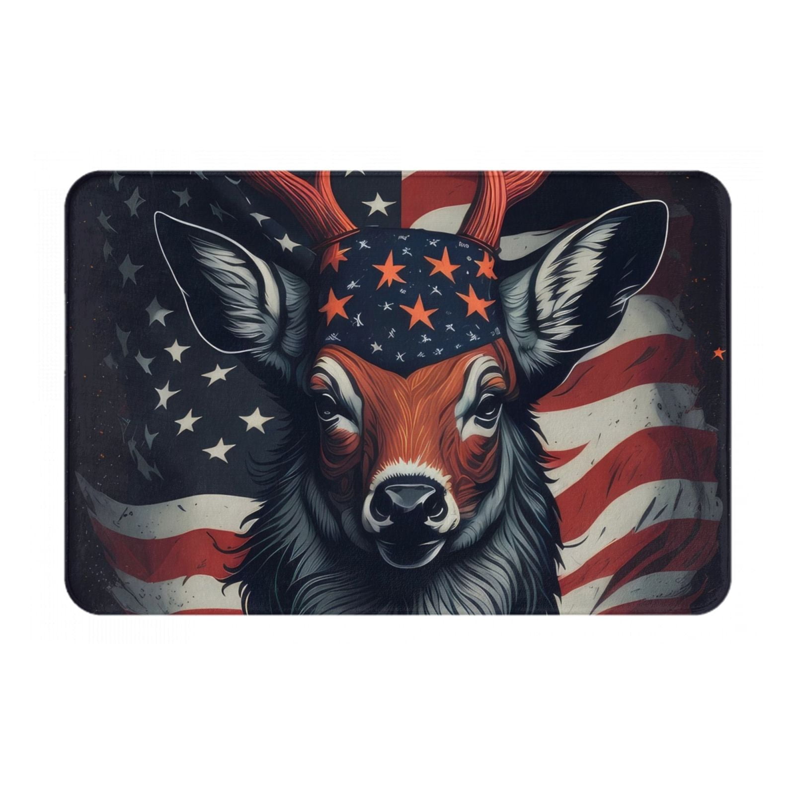 Yiaed Modern USA Deer Head Print Flannel Doormat Mat Outdoor Indoor ...