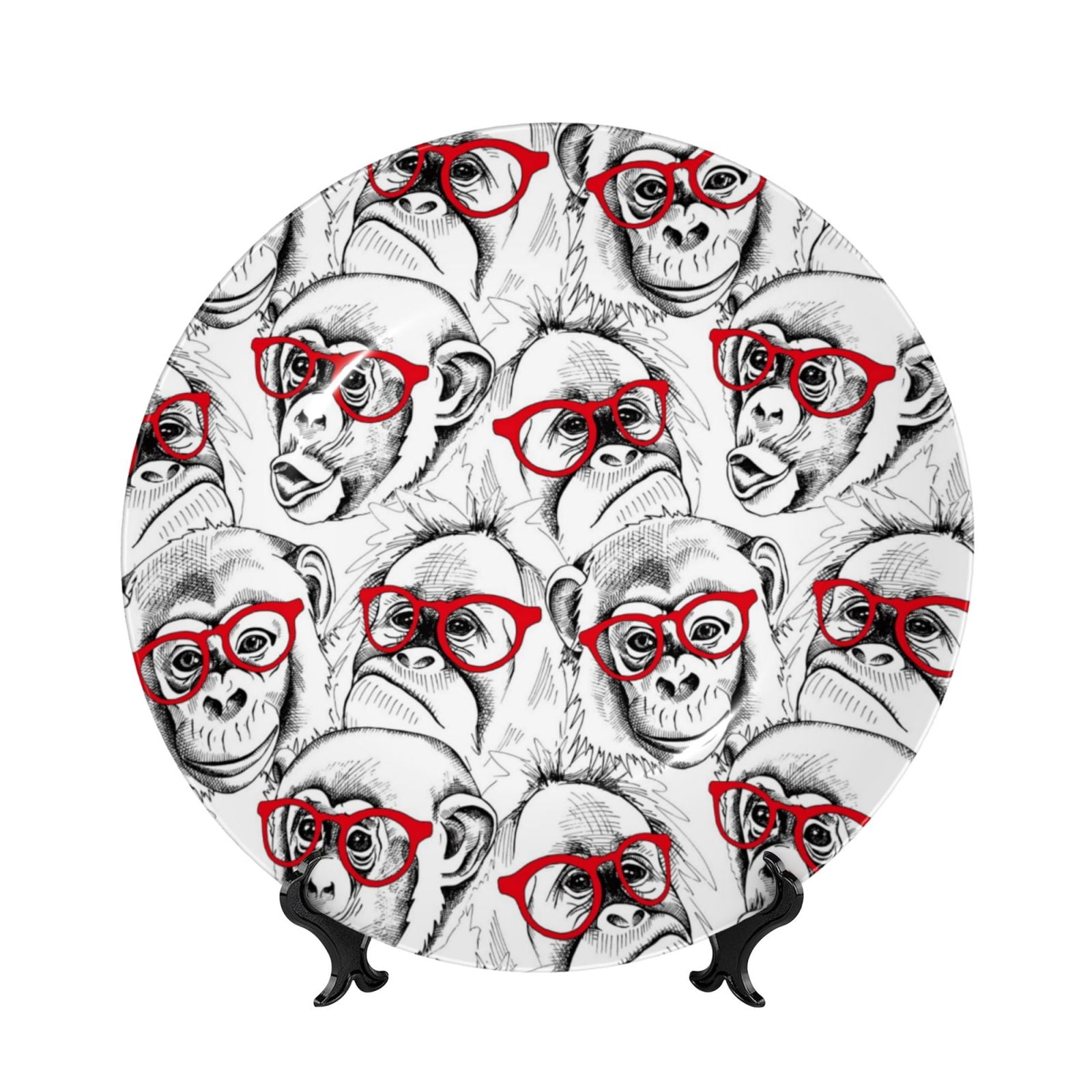 Yiaed Monkey Print Bone China Decorative Plate Ceramic Dinner Plates ...