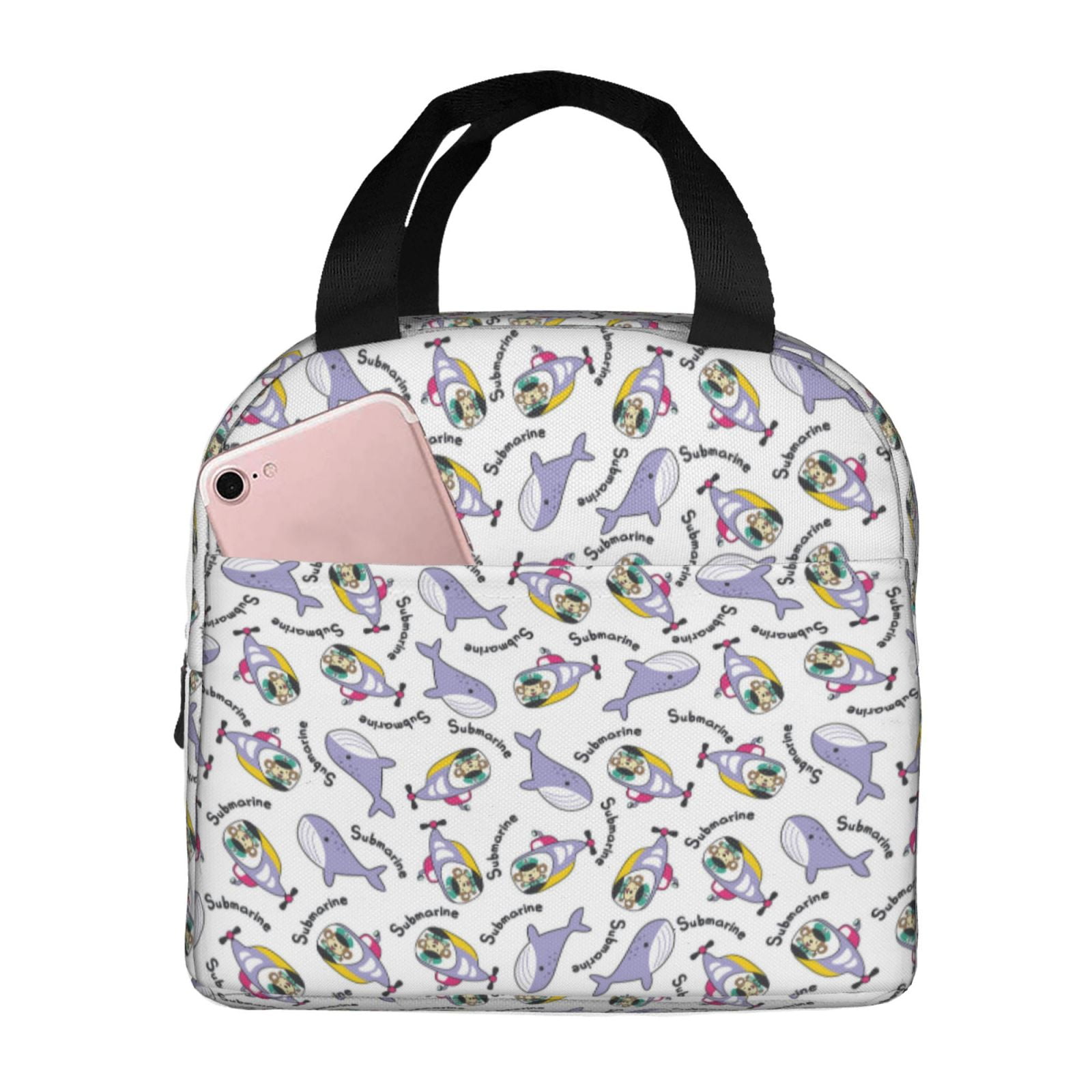 Yiaed Monkey Submarine Captain Print Insulated Lunch Bag Reusable Cute ...