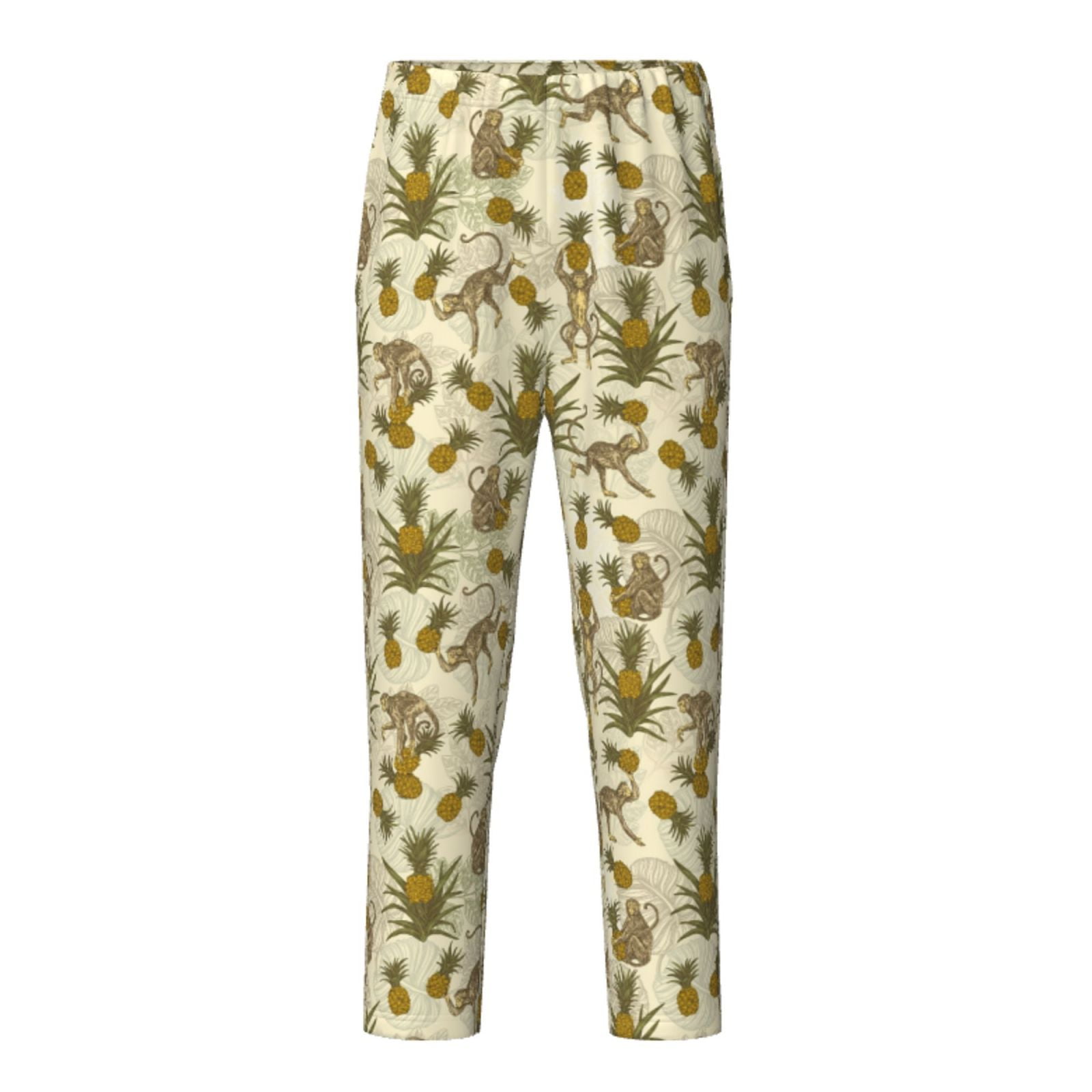 Yiaed Monkeys and Pinealpples Print Teenagers' Lounge Pants, Loose PJ ...