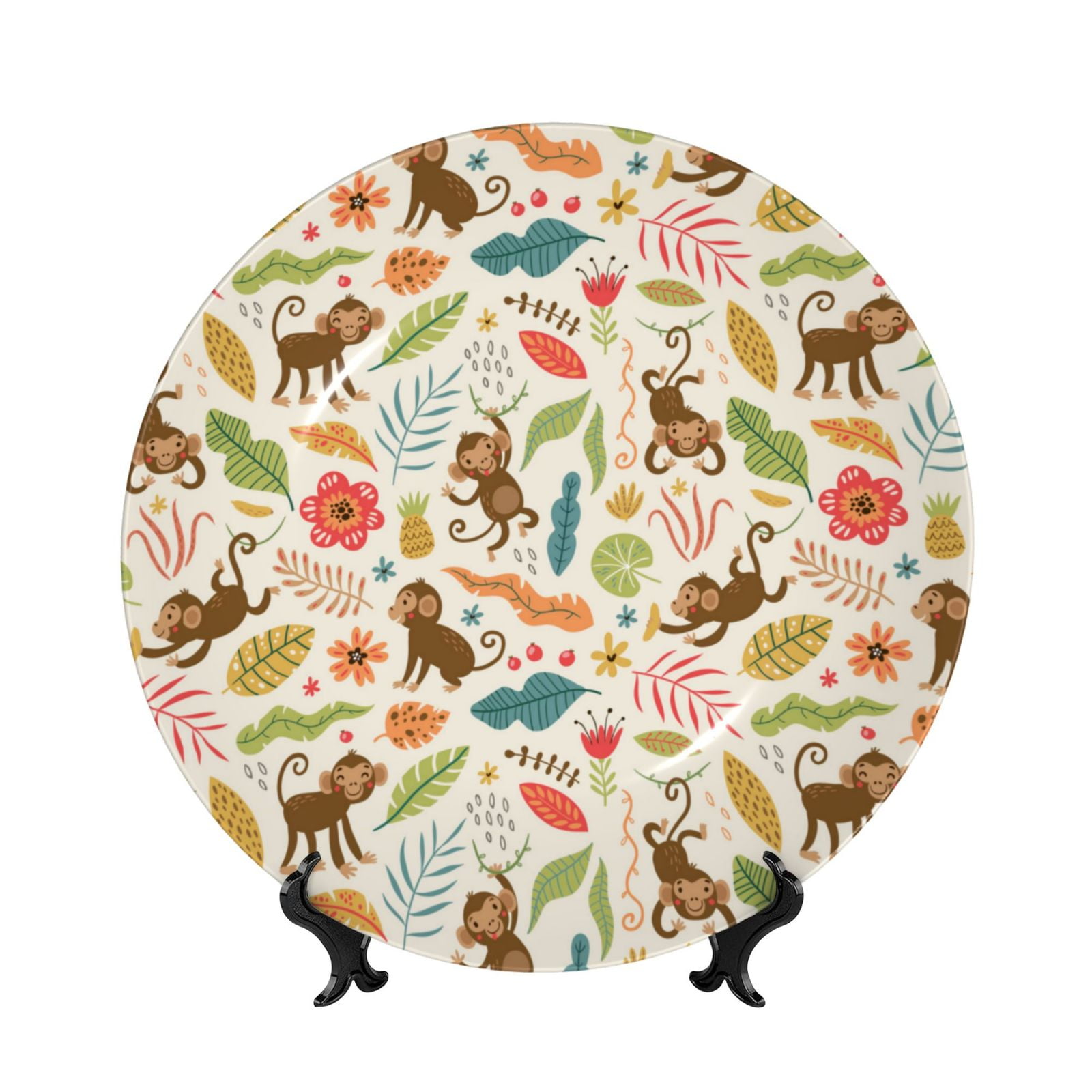 Yiaed Monkeys in the Jungle Print Bone China Decorative Plate Ceramic ...