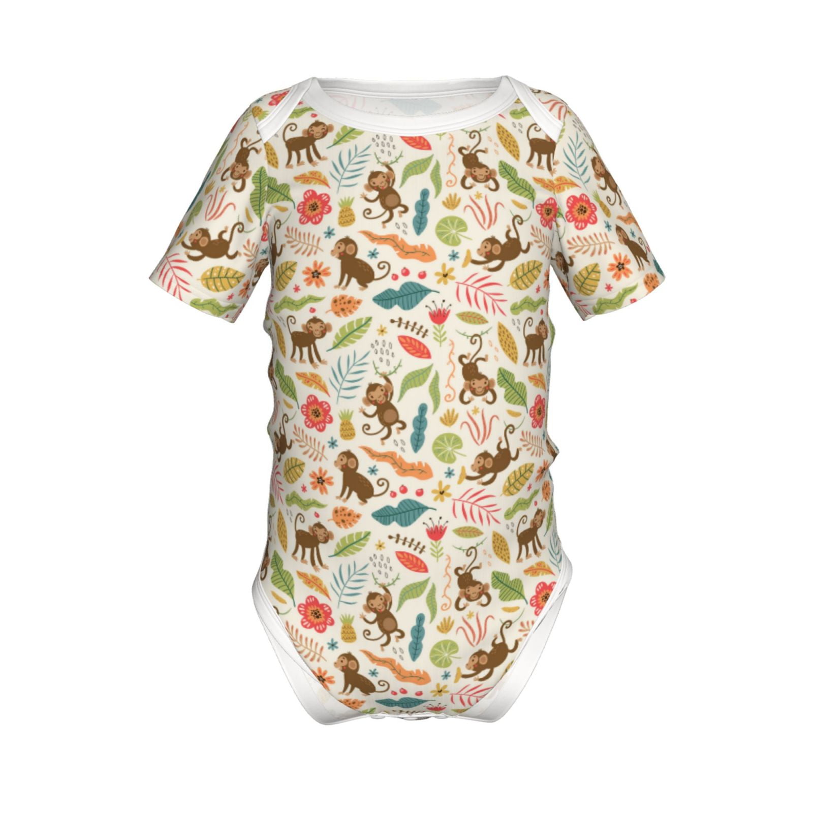 Yiaed Monkeys in the Jungle Print Infant Climbing Short Sleeve Onesie ...