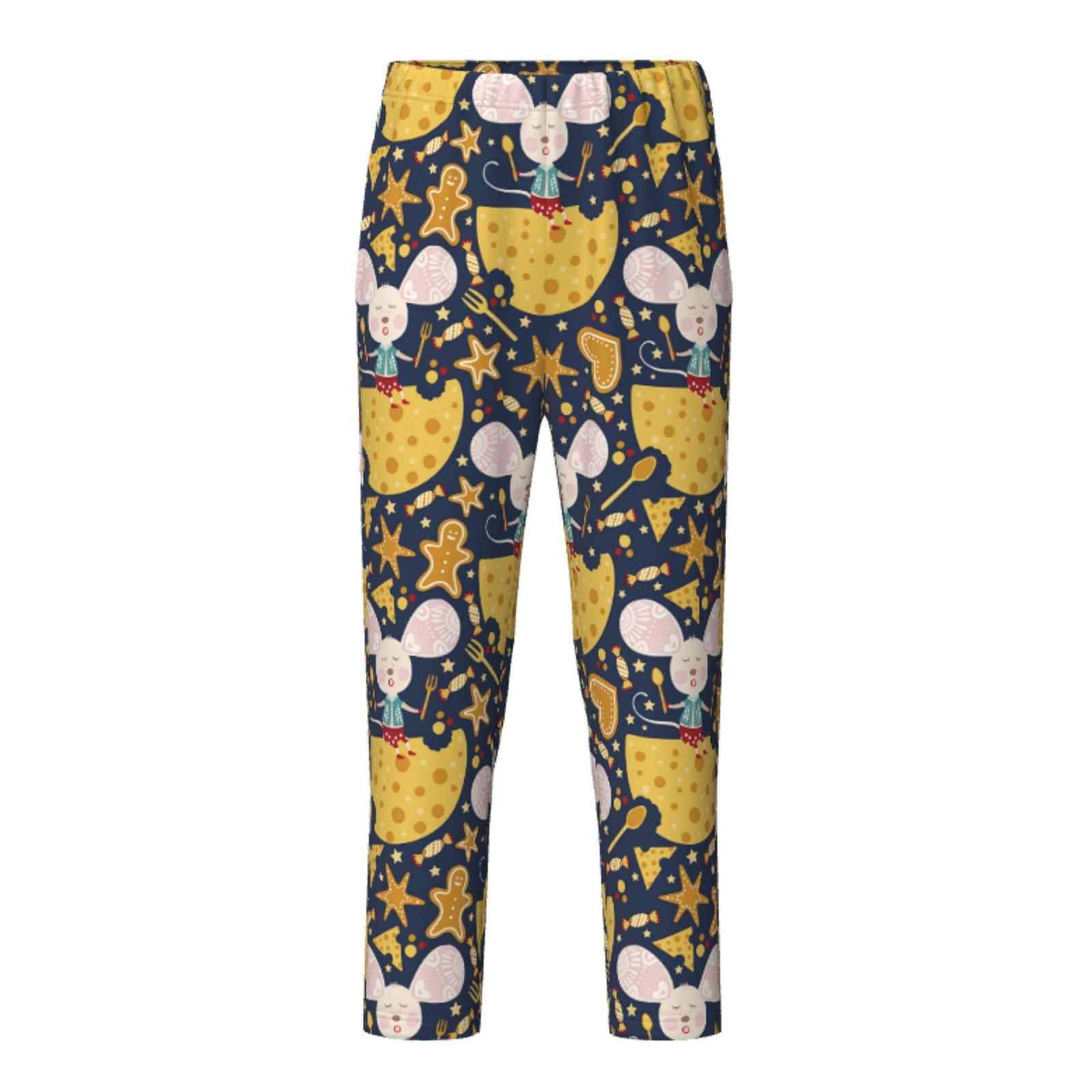 Yiaed Mouse Cheese Print Teenagers' Lounge Pants, Loose PJ Bottoms ...
