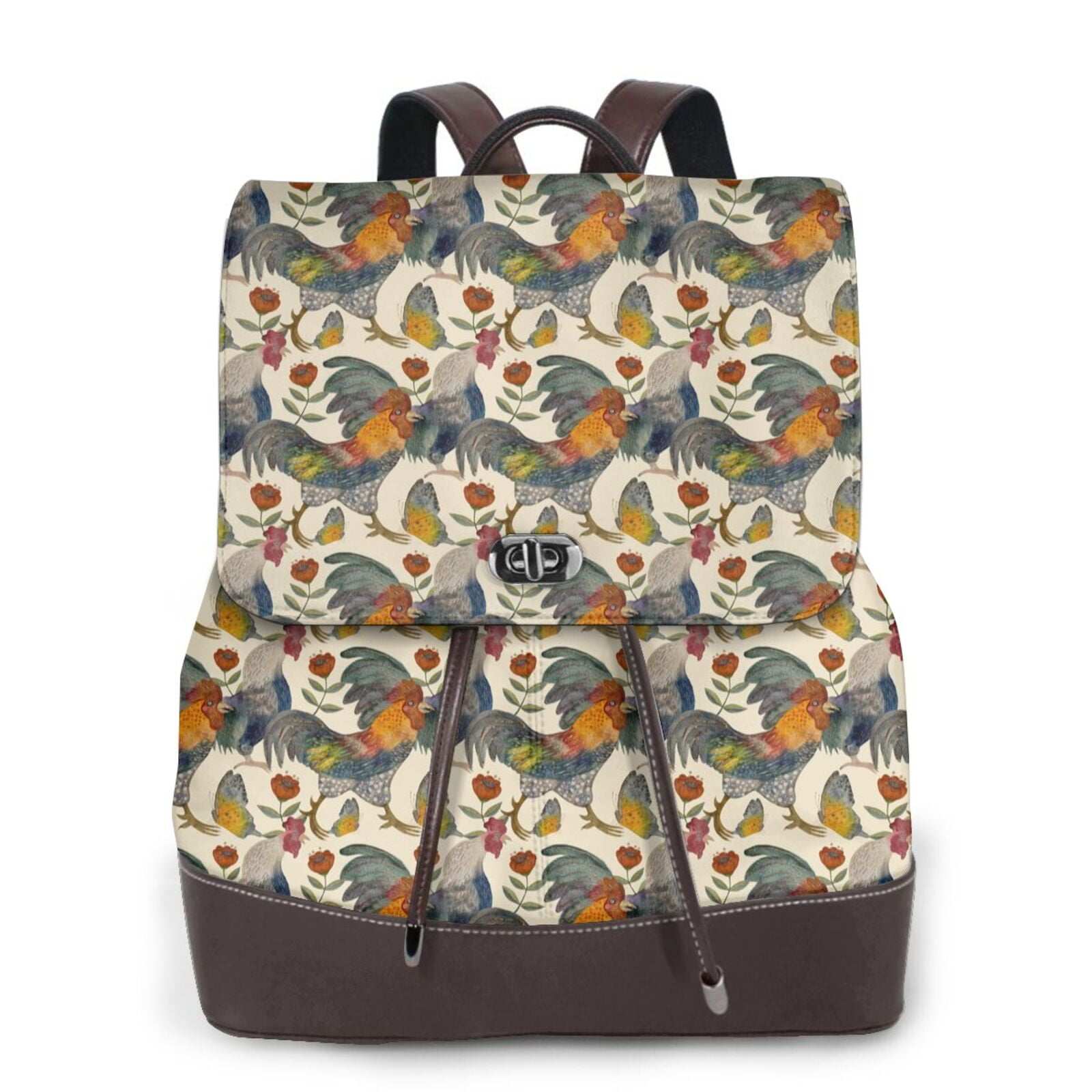 Yiaed Multi-Colored Roosters Print Laptop Backpack for Women Slim ...