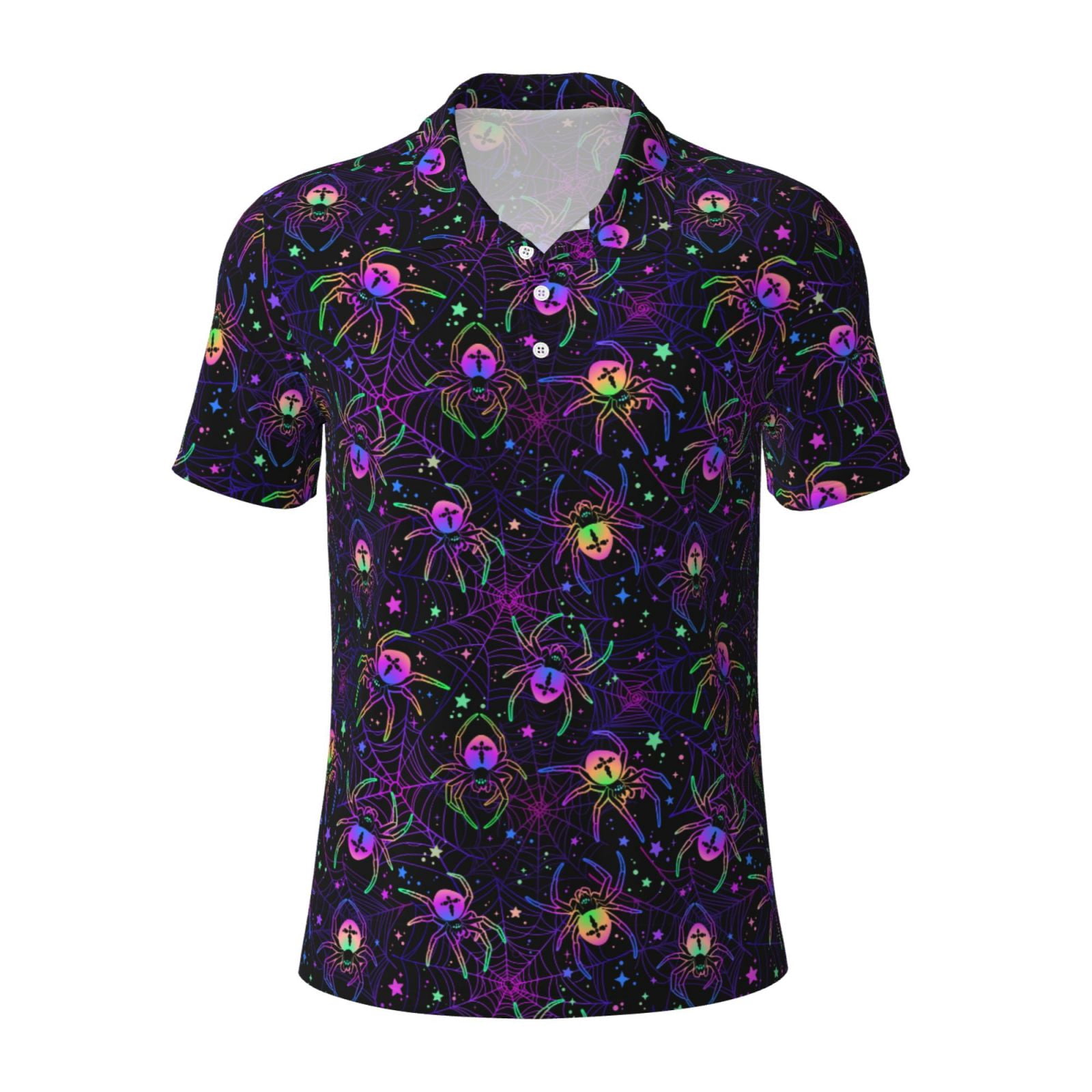 Yiaed Multi-colored SpidersPrint Men's Short Sleeve Polo Shirt,Golf ...