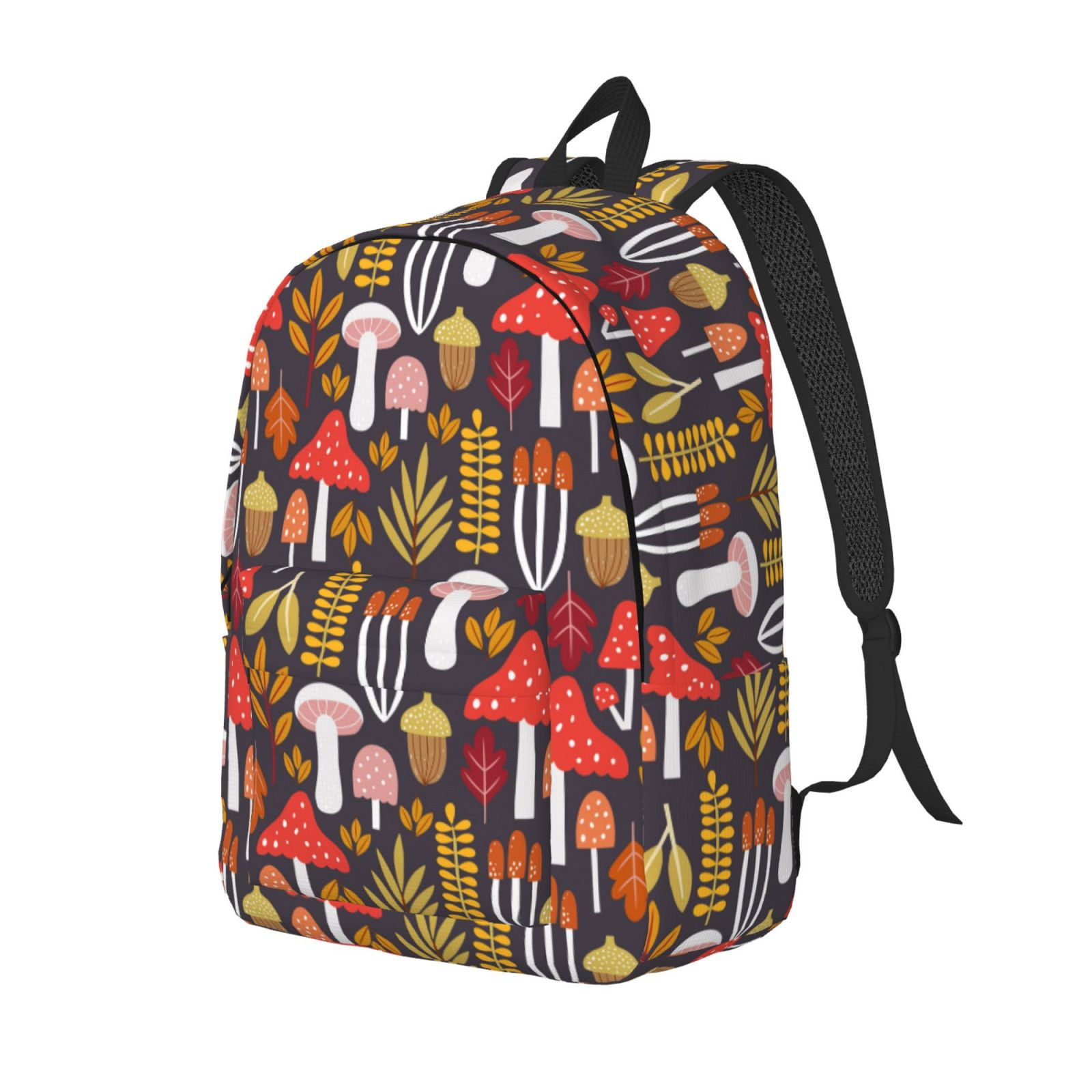 Yiaed Mushrooms And Leaves Print Laptop Backpack Travel Canvas Backpack ...