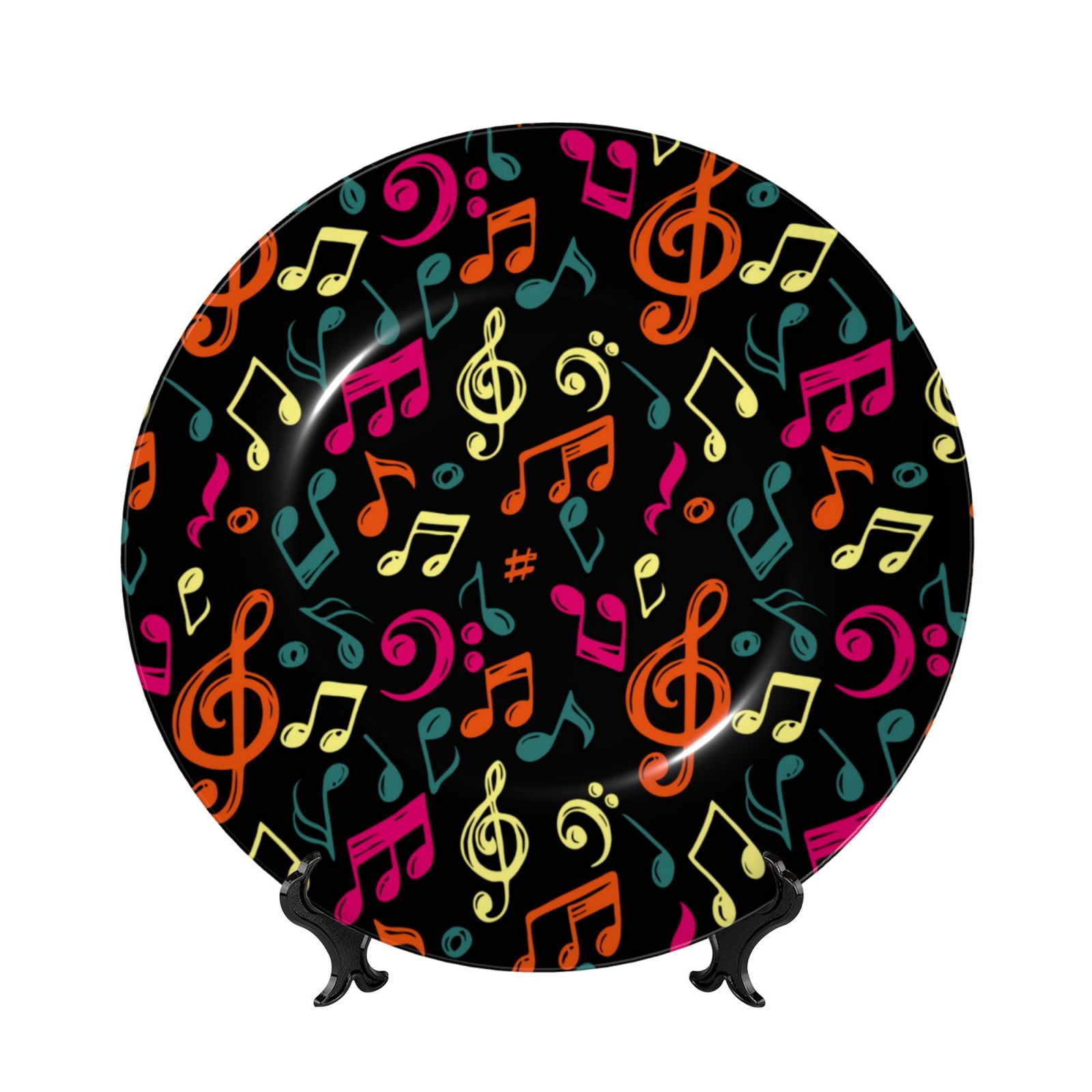 Yiaed Music Notes Print Bone China Decorative Plate Ceramic Dinner ...