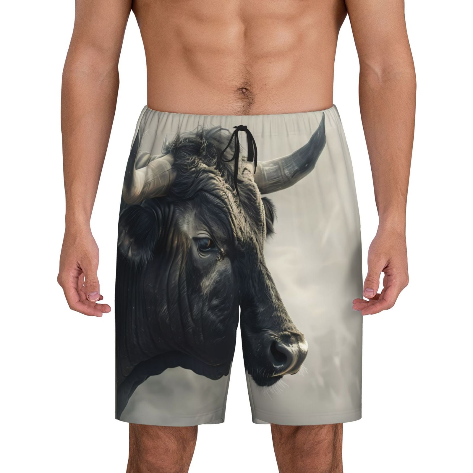 Yiaed Mystical Bull in Fog for Men's Soft Sleep Pajama Short Lounging ...
