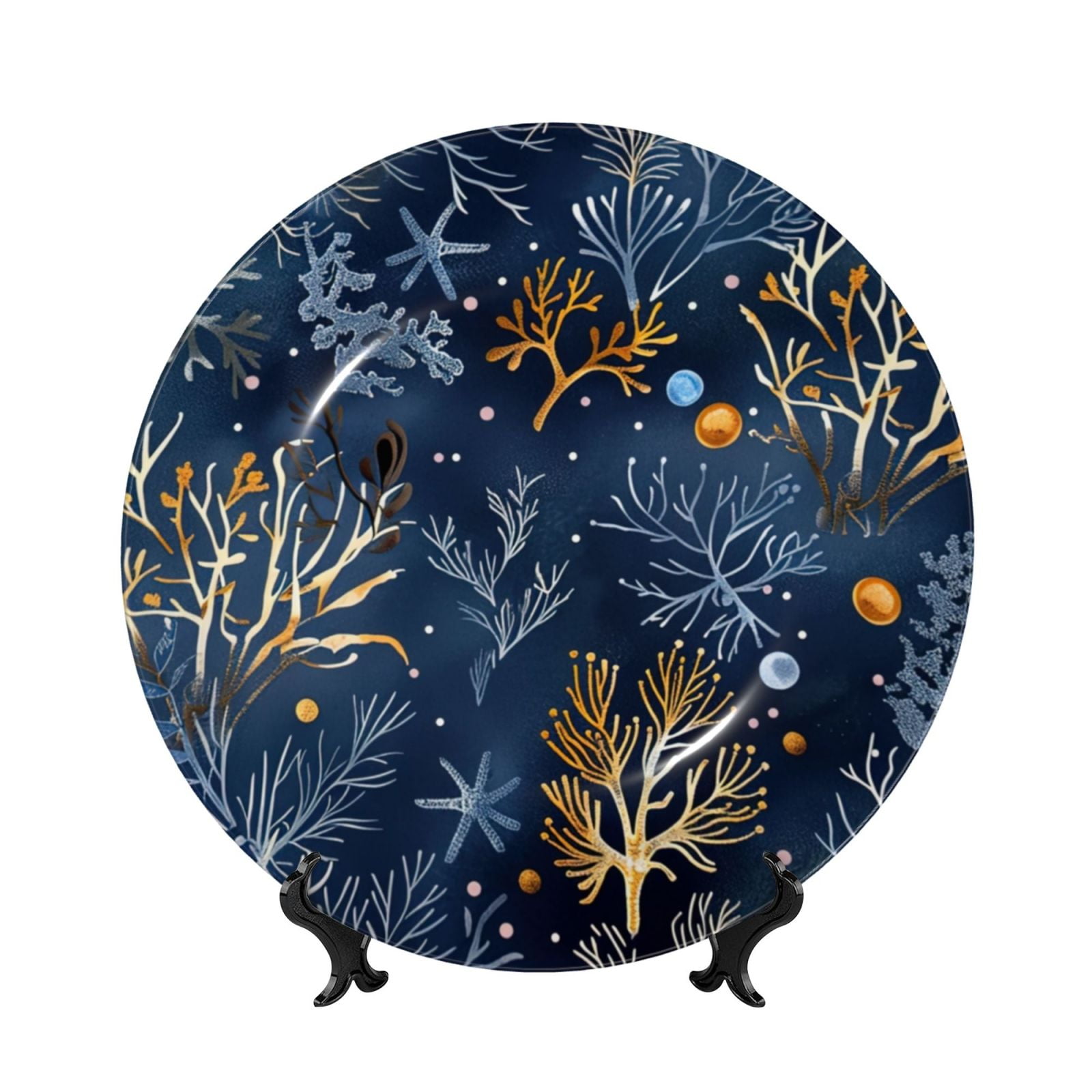 Yiaed Mystical Underwater Coral Scene Print Bone China Decorative Plate ...