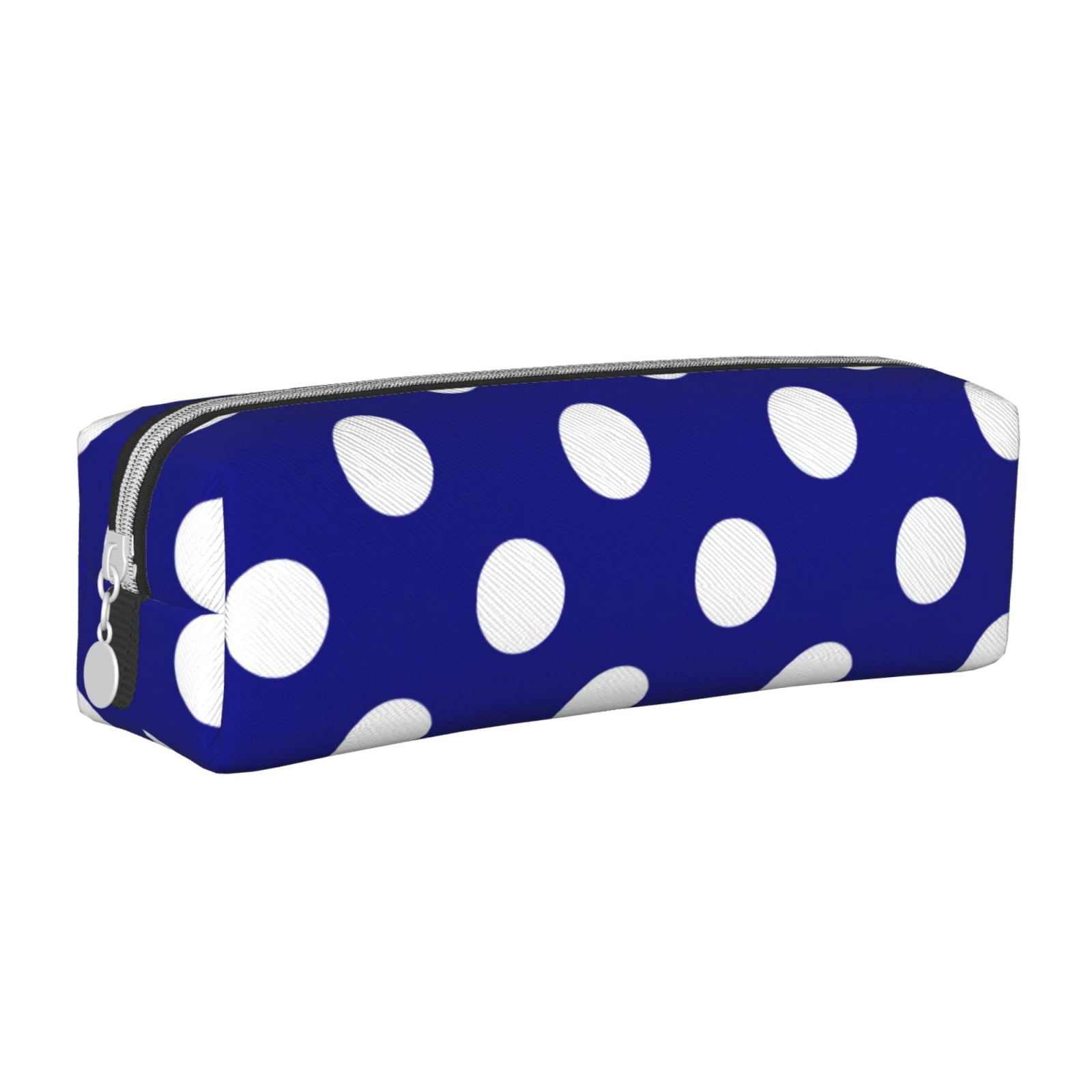 Yiaed Navy And White Polka Dot Print Leather Pencil Case - Leather Pen ...
