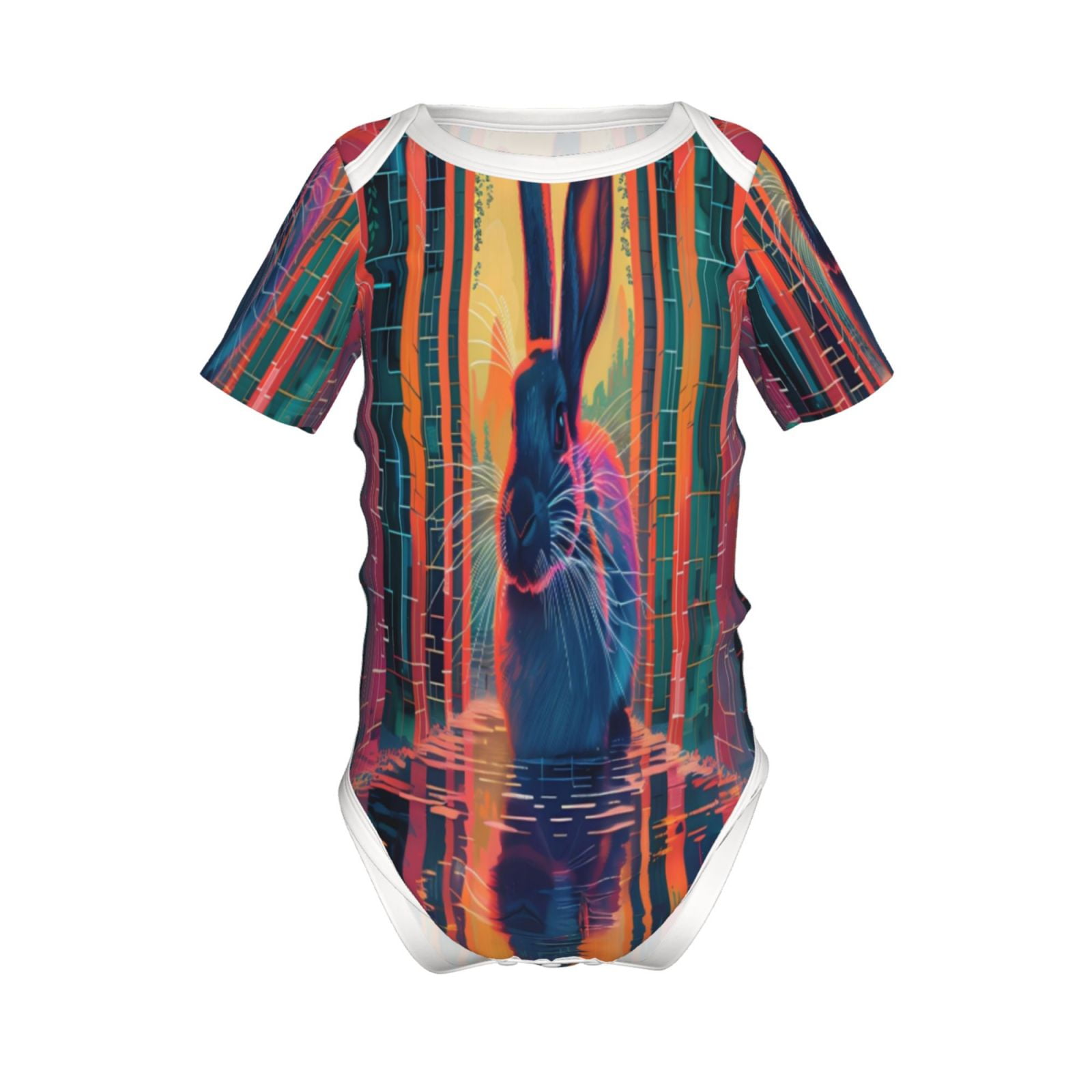 Yiaed Neon Rabbit In Archway Print Infant Climbing Short Sleeve Onesie ...