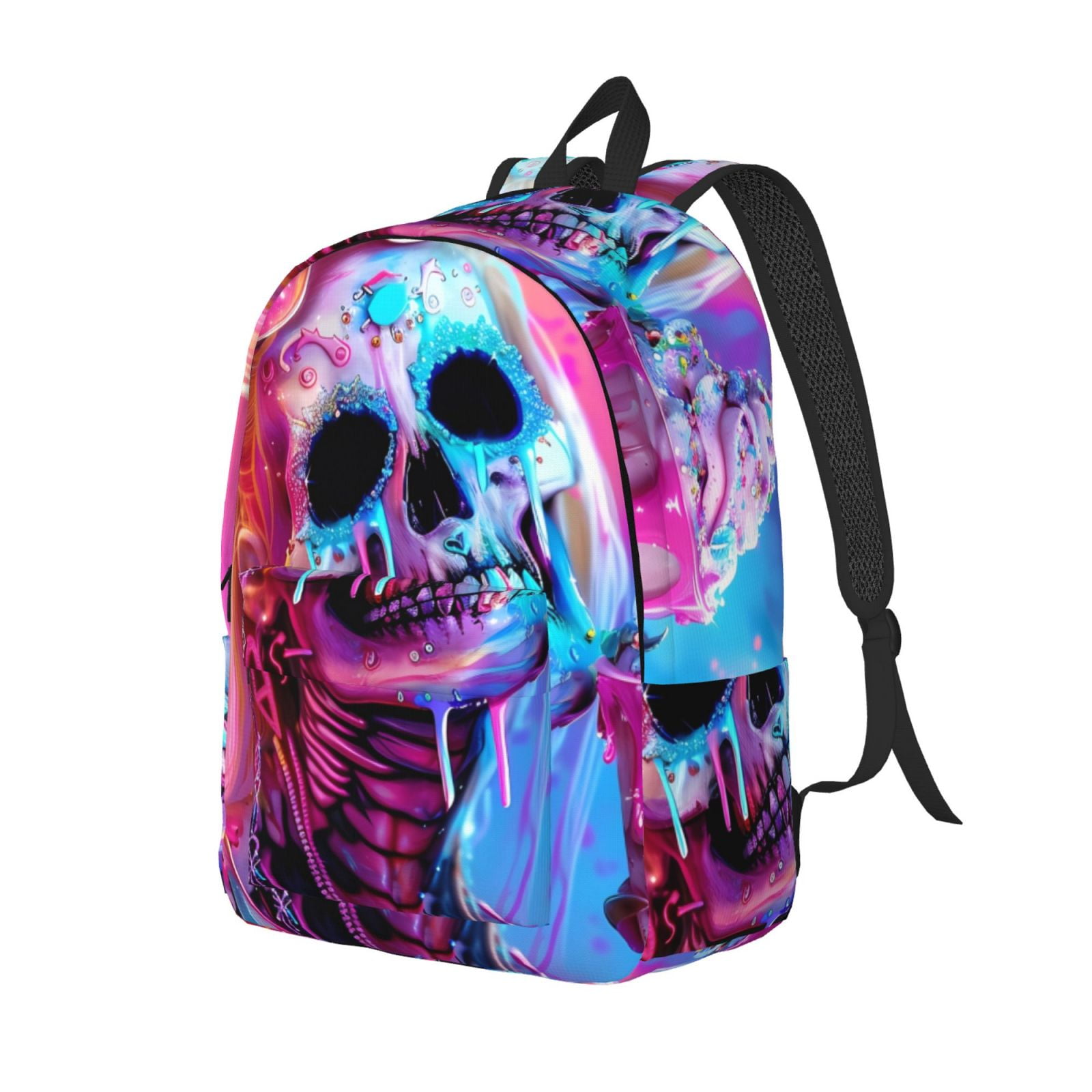 Yiaed Neon Skull With Milkshake Print Laptop Backpack Travel Canvas ...