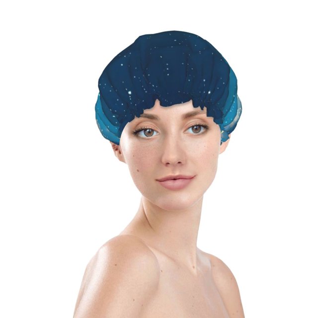 Yiaed Night Sky Beach Scene Print Reusable Shower Cap & Bath Cap ...