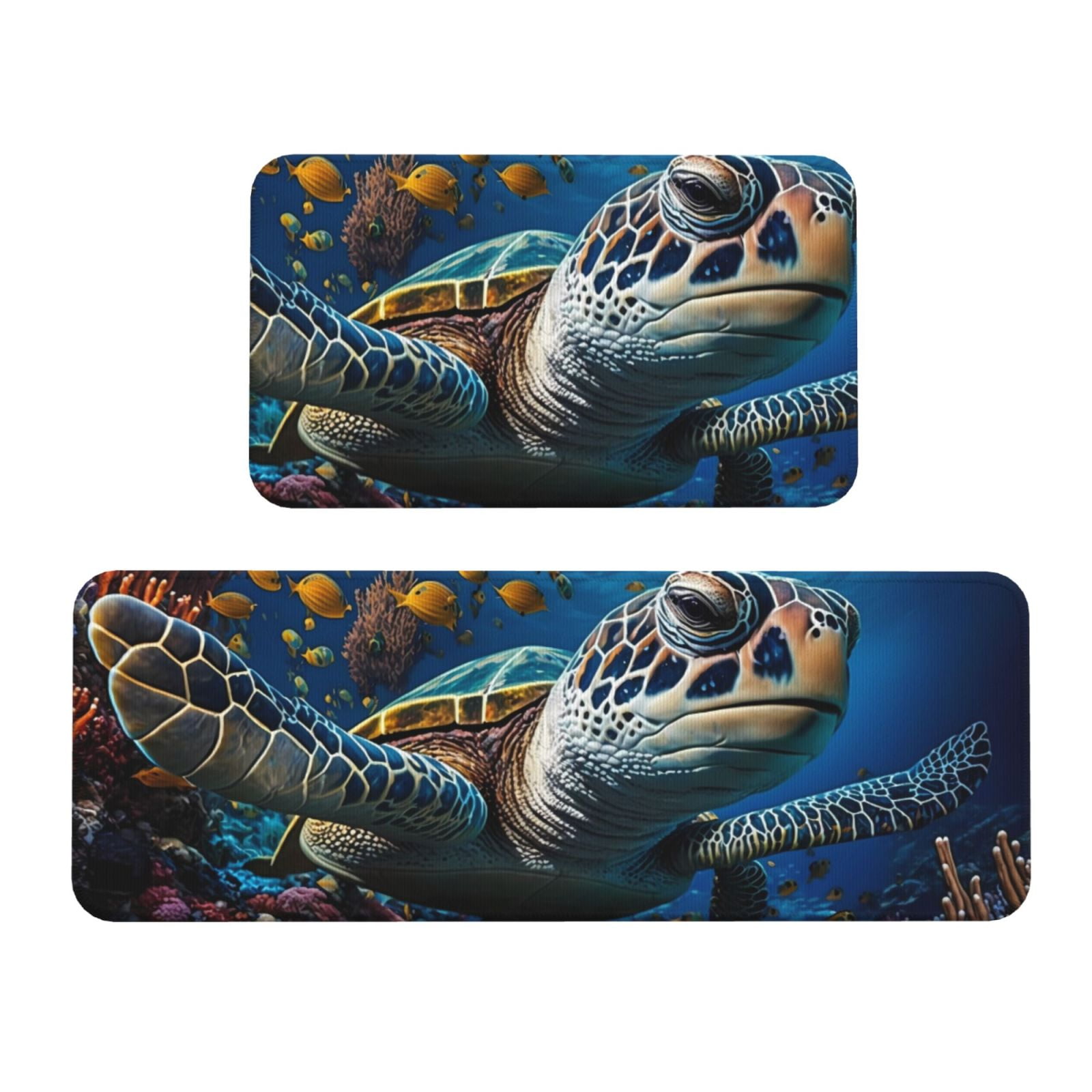 Yiaed Ocean Coral Turtle Kitchen Rugs Sets of 2 Kitchen Mats Cushioned ...
