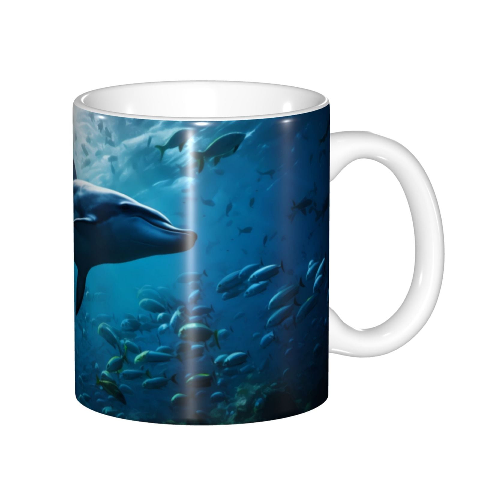 Yiaed Ocean Dolphin Fish School Print Ceramics Coffee,Large Handle ...