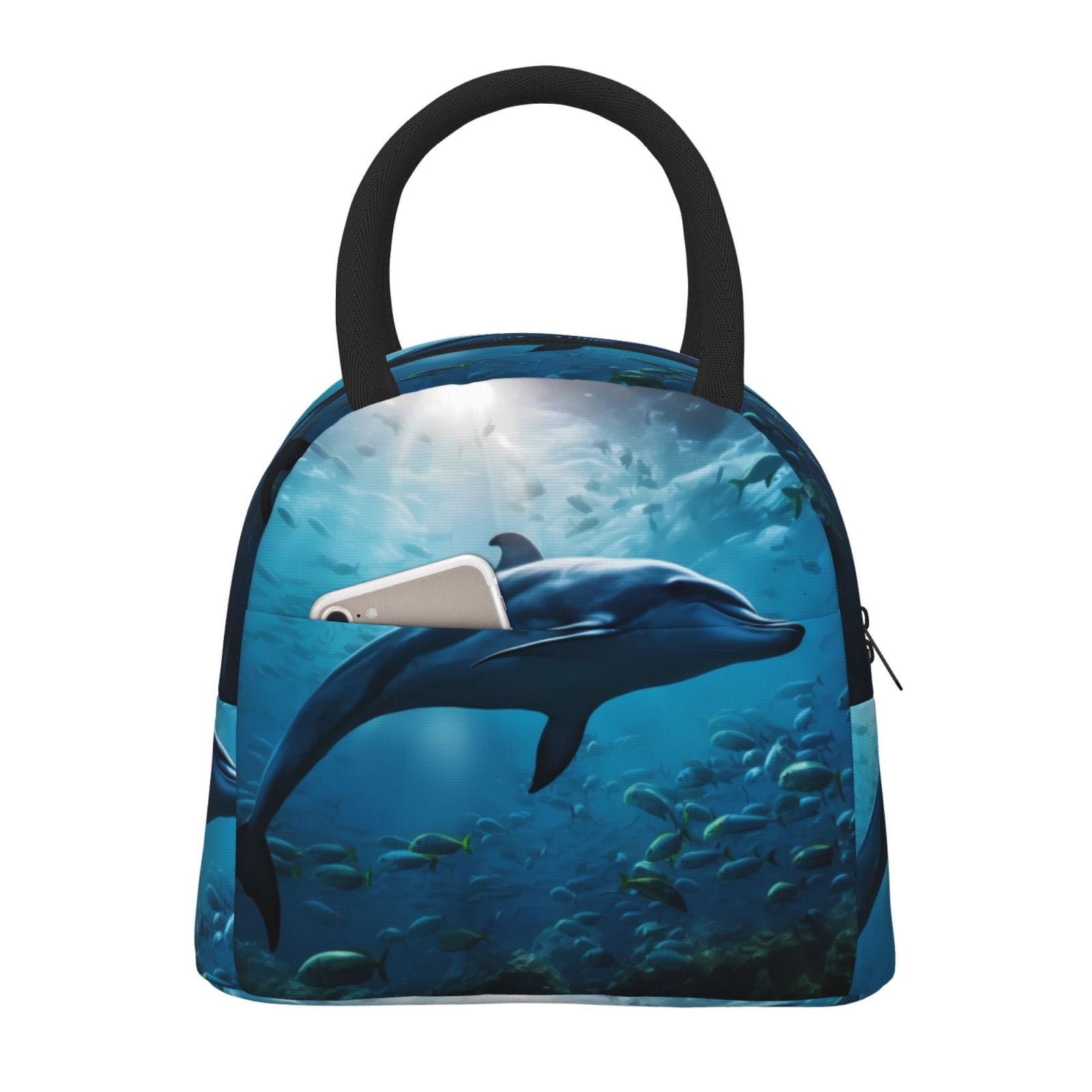 Yiaed Ocean Dolphin Fish School Print Lunch Bag Adult Insulated Lunch ...