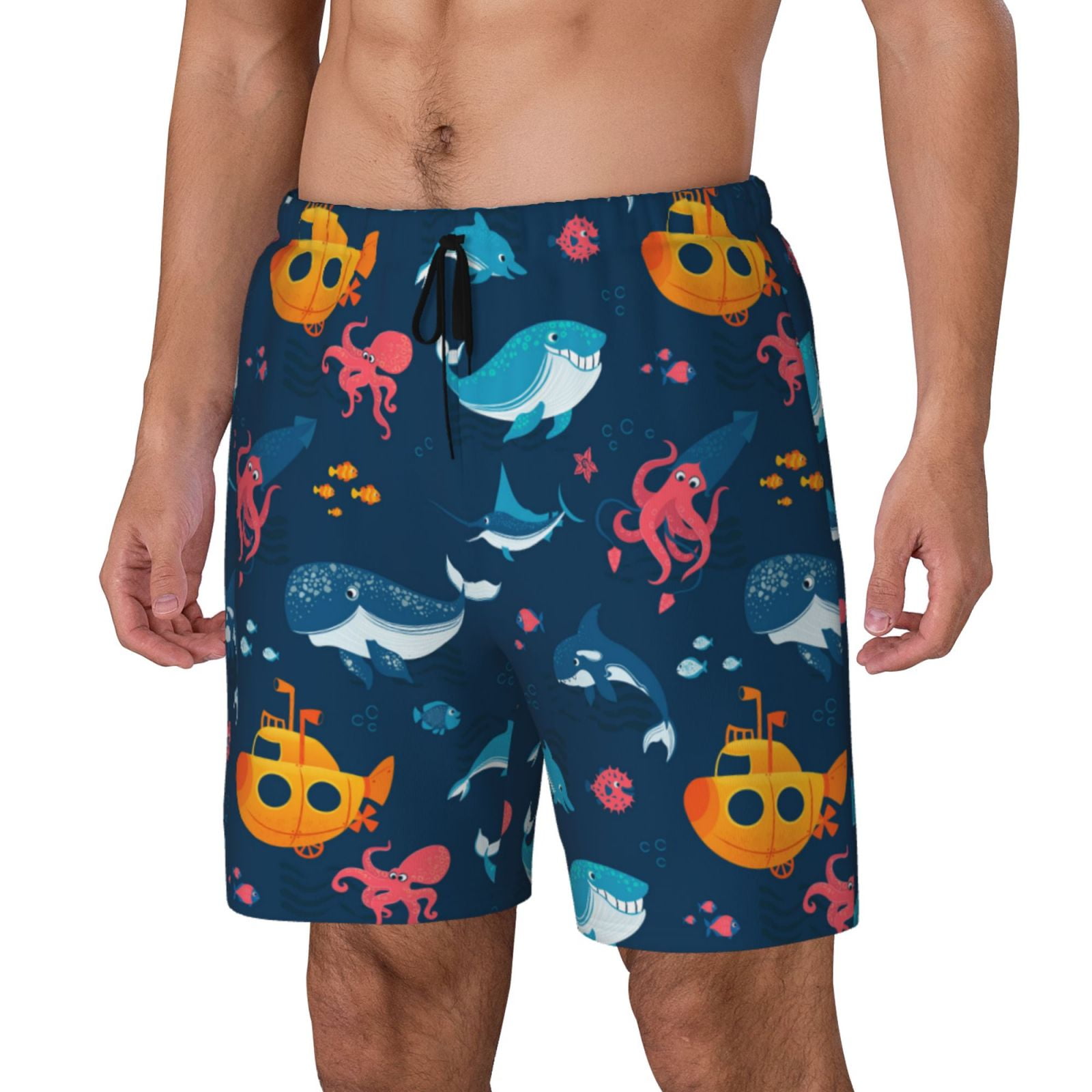 Yiaed Ocean Floor Animals Print Mens Swim Trunks Bathing Suit ...