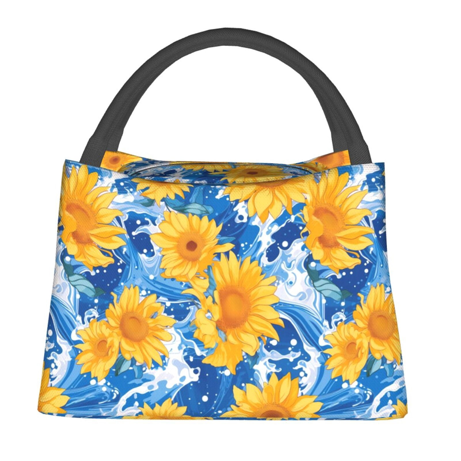 Yiaed Ocean Wave Sunflower Print Lunch box lunch bag Portable Insulated ...
