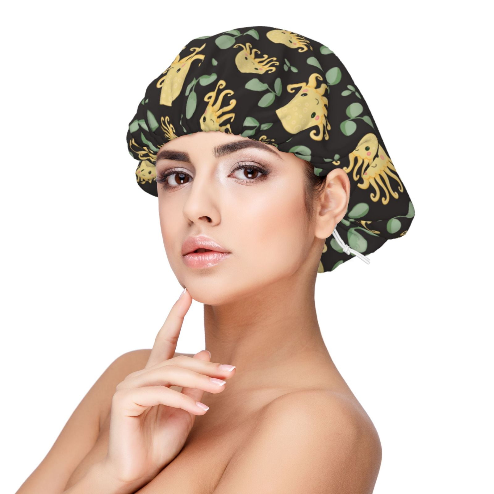 Yiaed Octopuses And Leaves Print Satin Bonnet Silk Bonnet Hair Bonnet ...