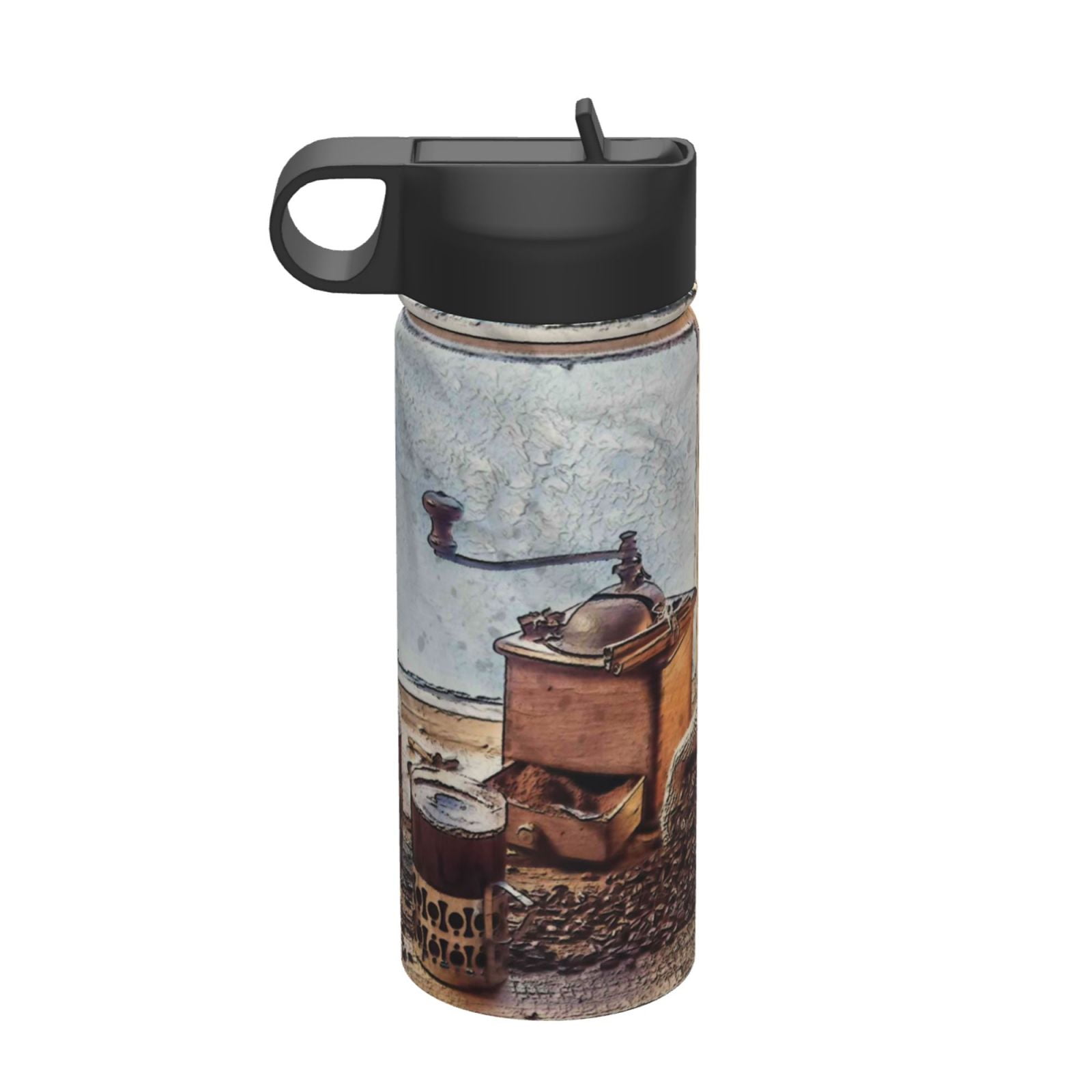 Yiaed Oil Lamp Coffee Beans Print Water Bottle with Straw Lid ...