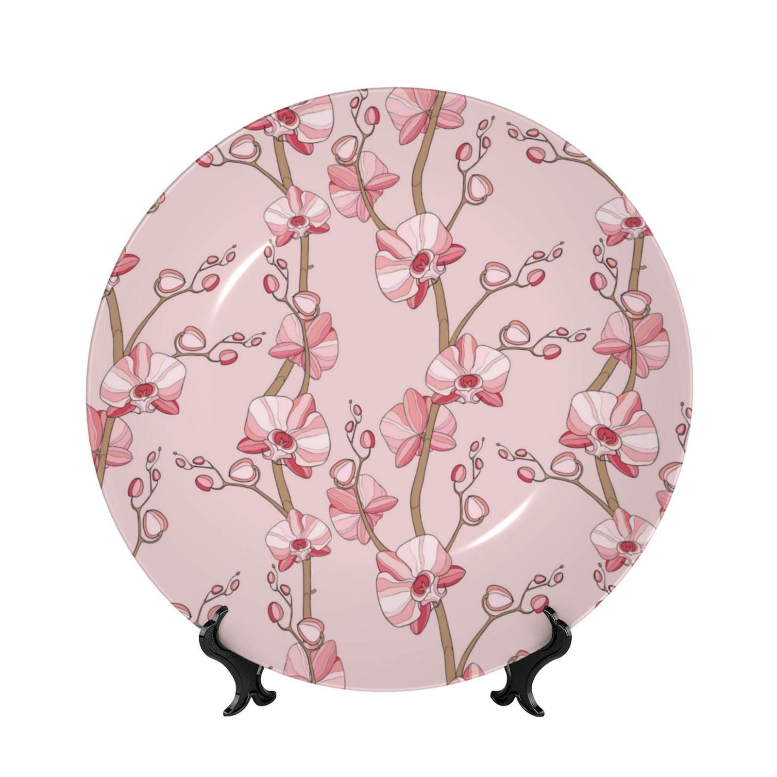 Yiaed Orchids Flowers Print Bone China Decorative Plate Ceramic Dinner ...