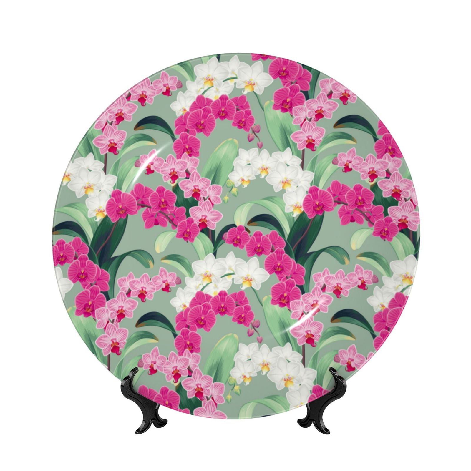Yiaed Orchids Flowers Print Bone China Decorative Plate Ceramic Dinner ...