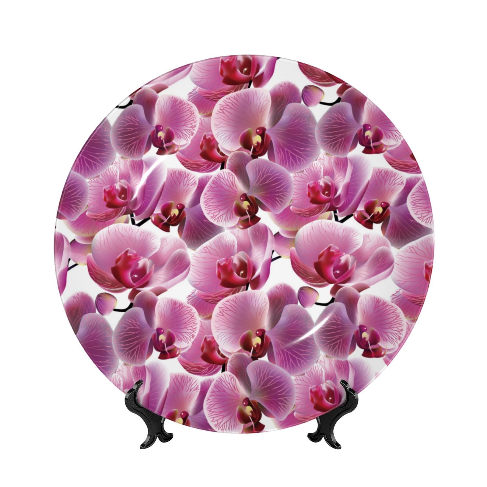 Yiaed Orchids Flowers Print Bone China Decorative Plate Ceramic Dinner ...