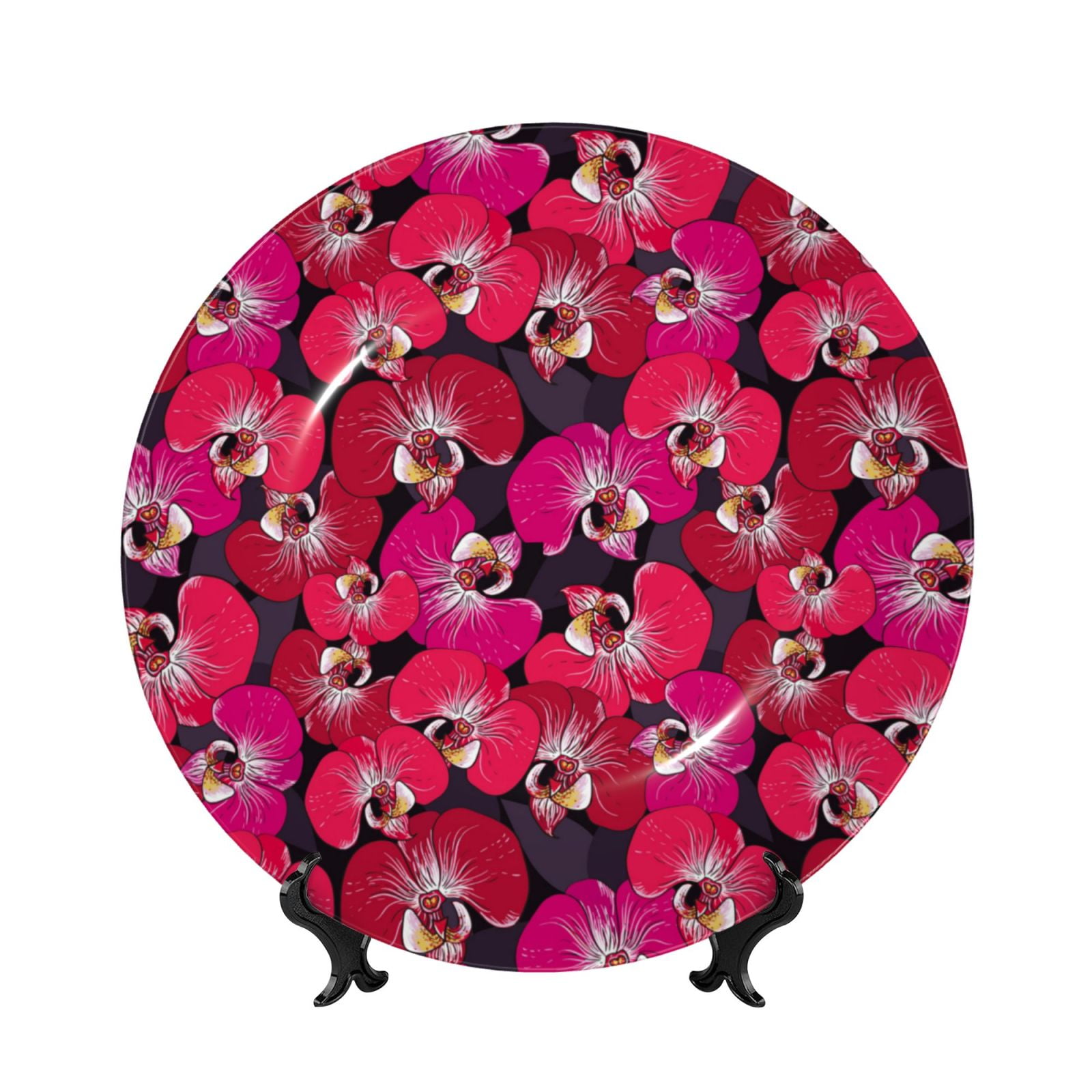 Yiaed Orchids Flowers Print Bone China Decorative Plate Ceramic Dinner ...