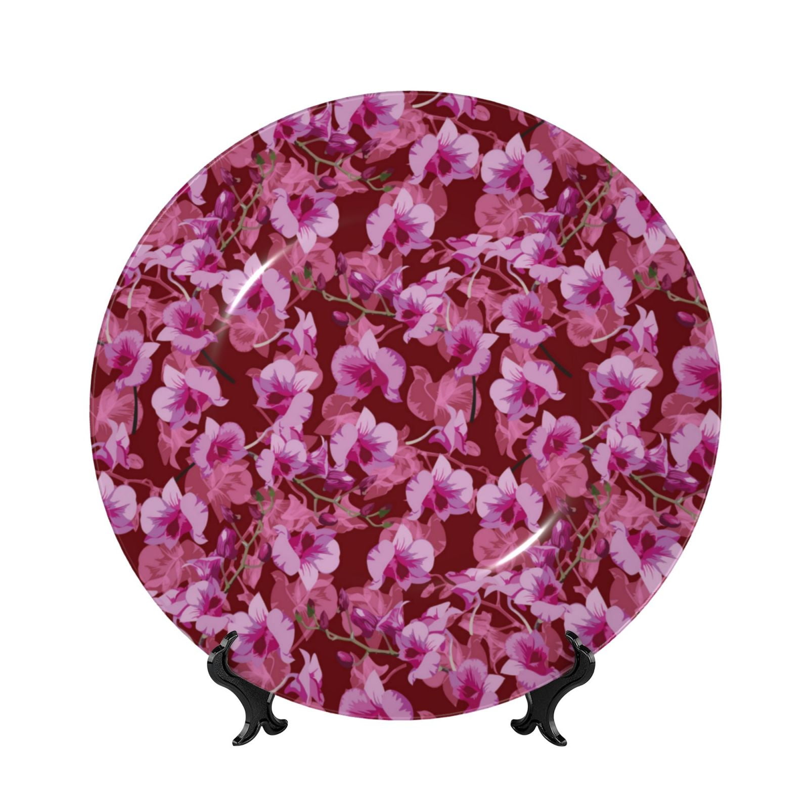 Yiaed Orchids Flowers Print Bone China Decorative Plate Ceramic Dinner ...