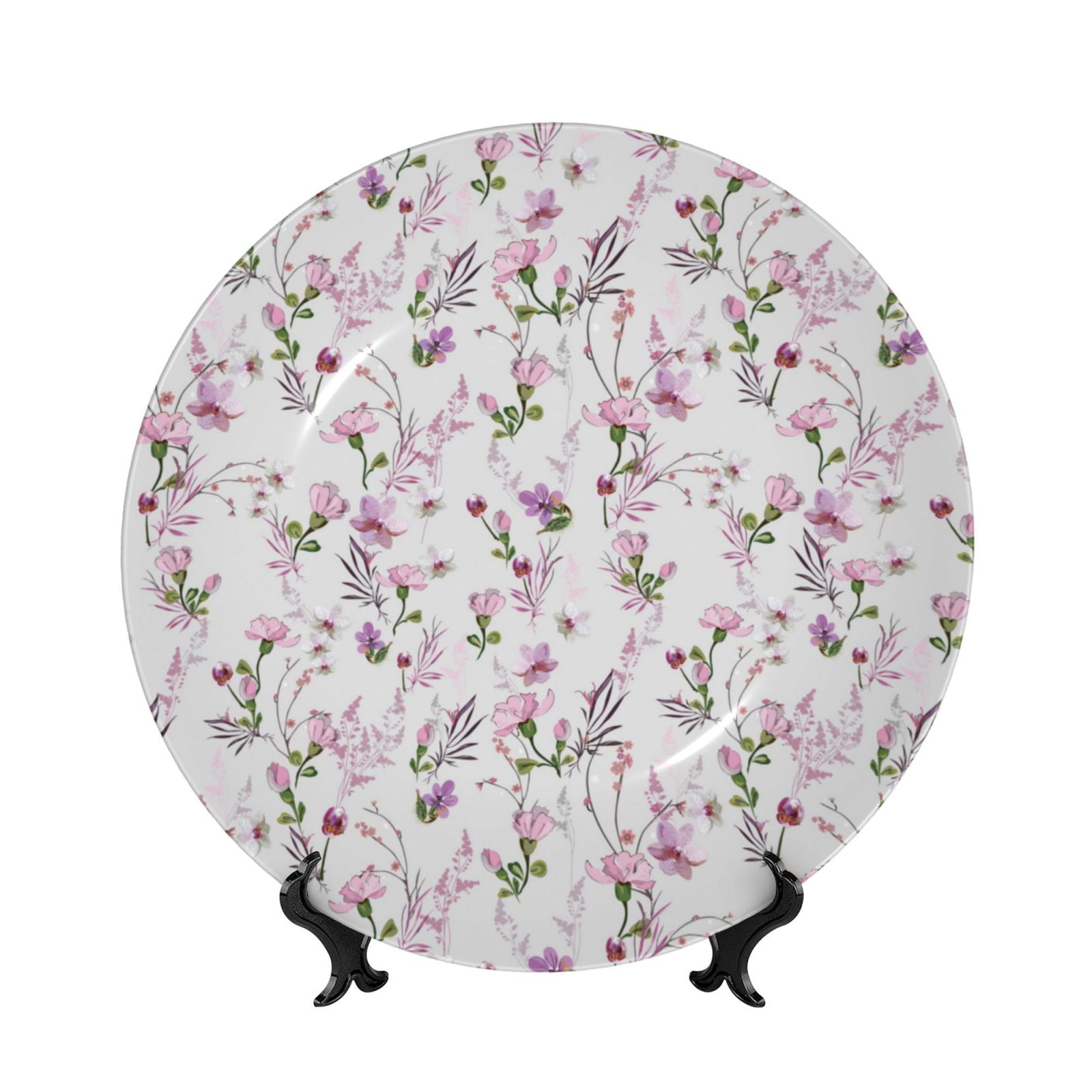 Yiaed Orchids Flowers Print Bone China Decorative Plate Ceramic Dinner ...