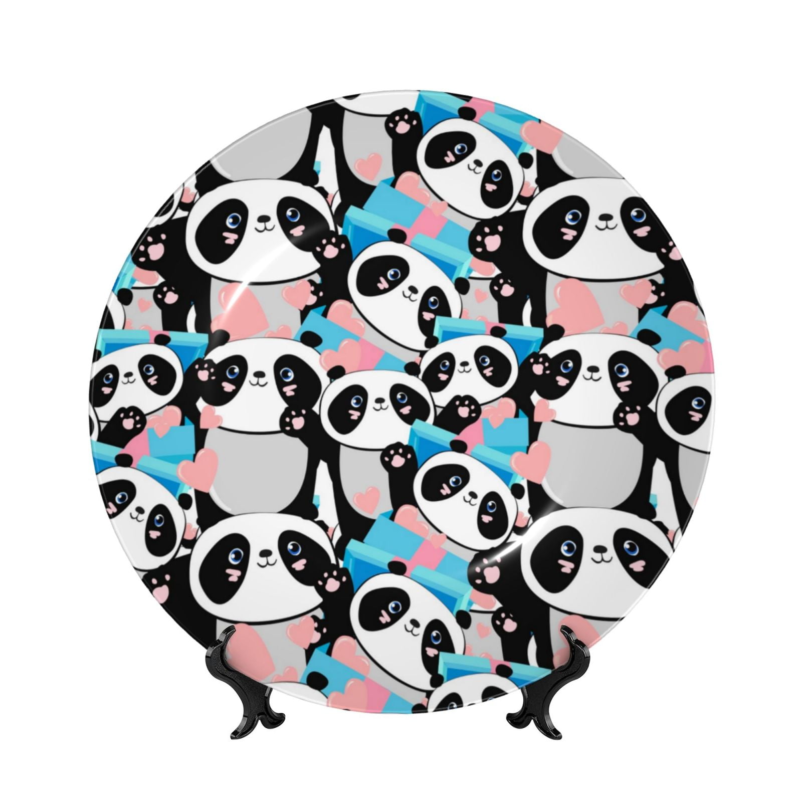 Yiaed Panda Cute Hearts Print Bone China Decorative Plate Ceramic ...