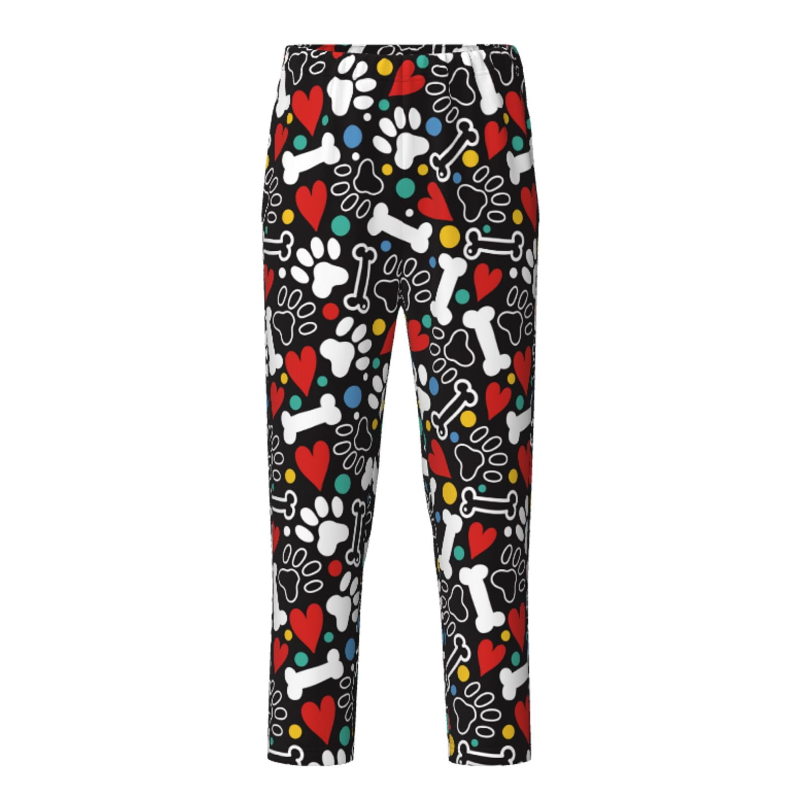 Yiaed Cute Puppy Footprints Print Teenagers' Lounge Pants, Loose PJ ...